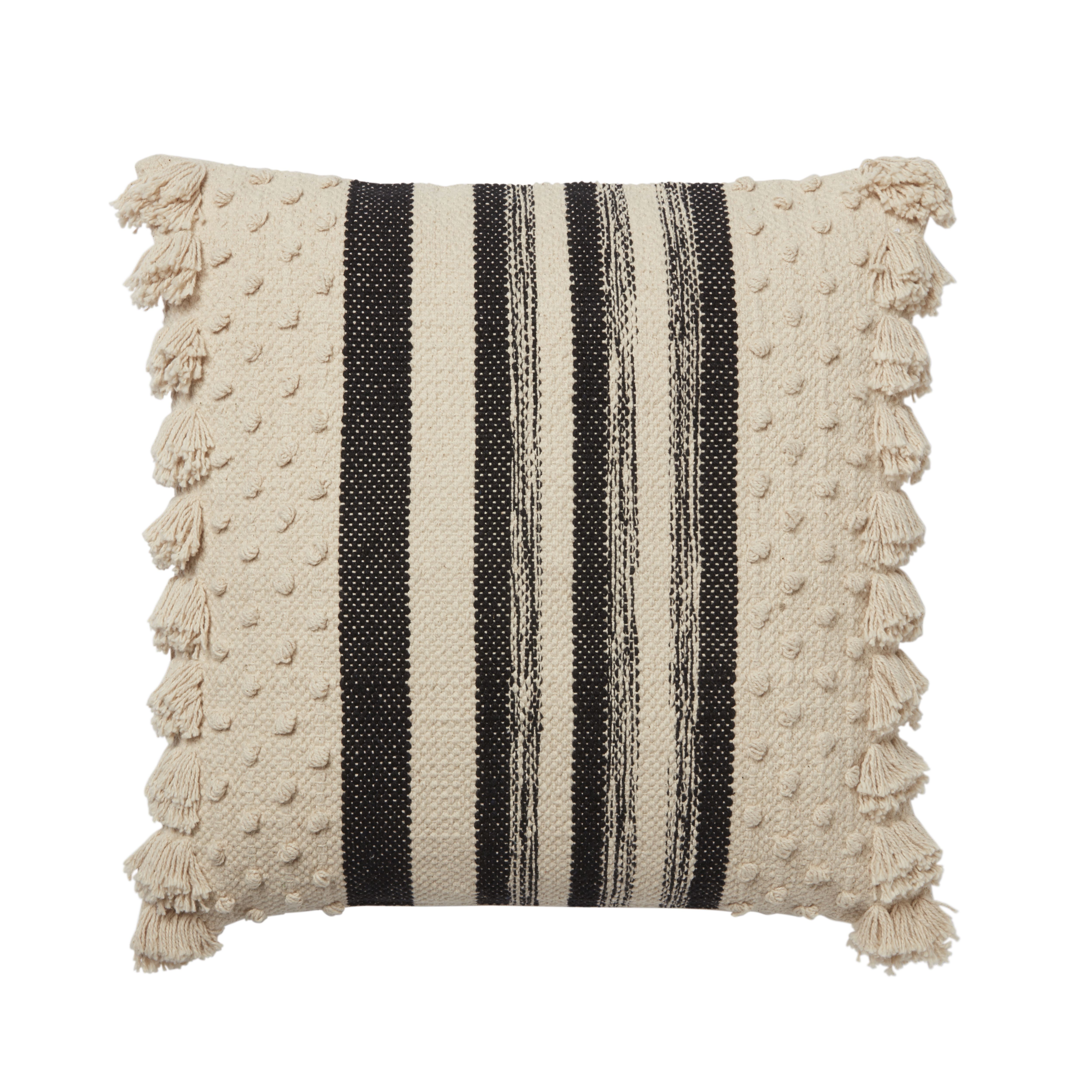 Striped Black & natural Cushion | Departments | DIY at B&Q