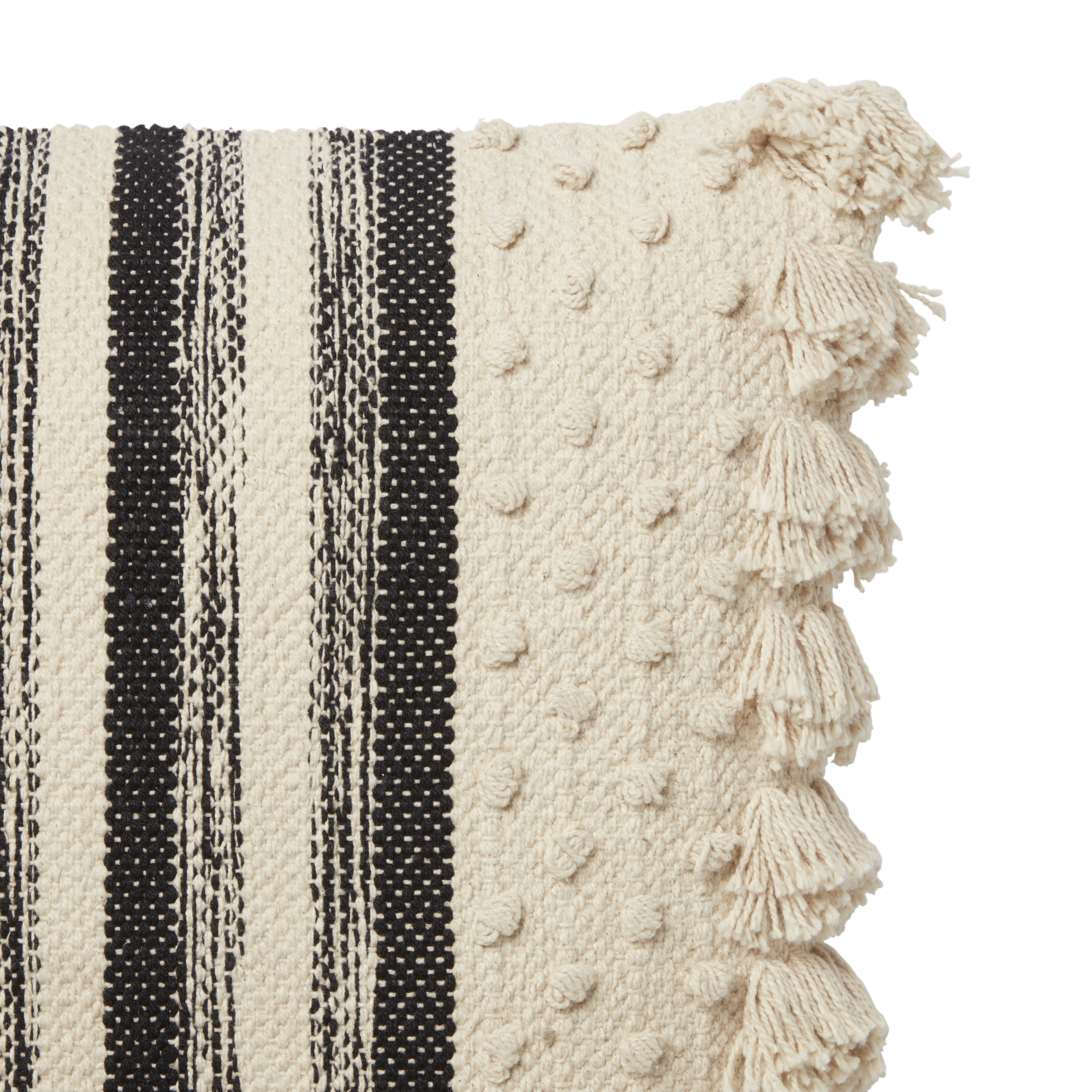 Striped Black & natural Cushion | Departments | DIY at B&Q