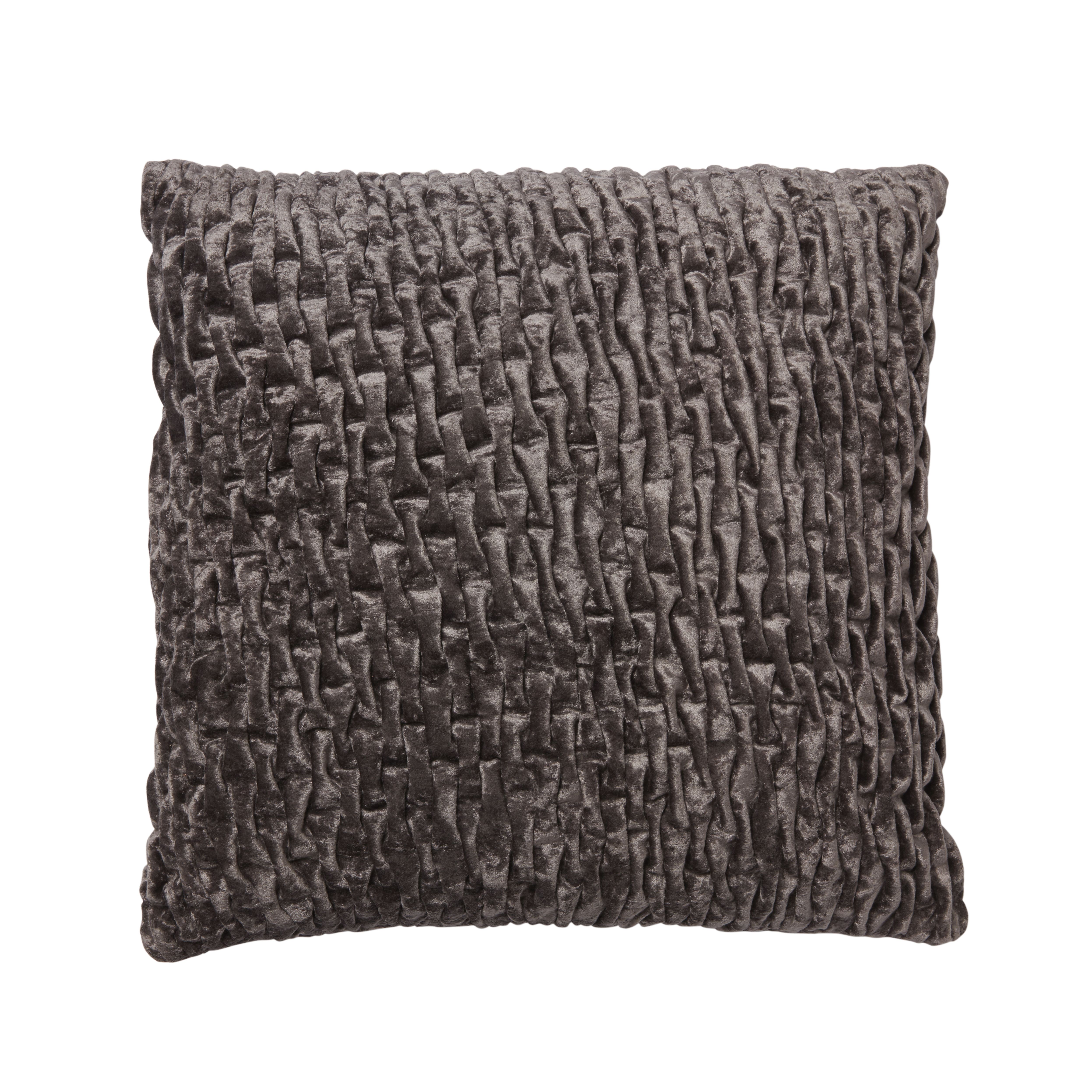 Pleated Charcoal Cushion | Departments | DIY at B&Q