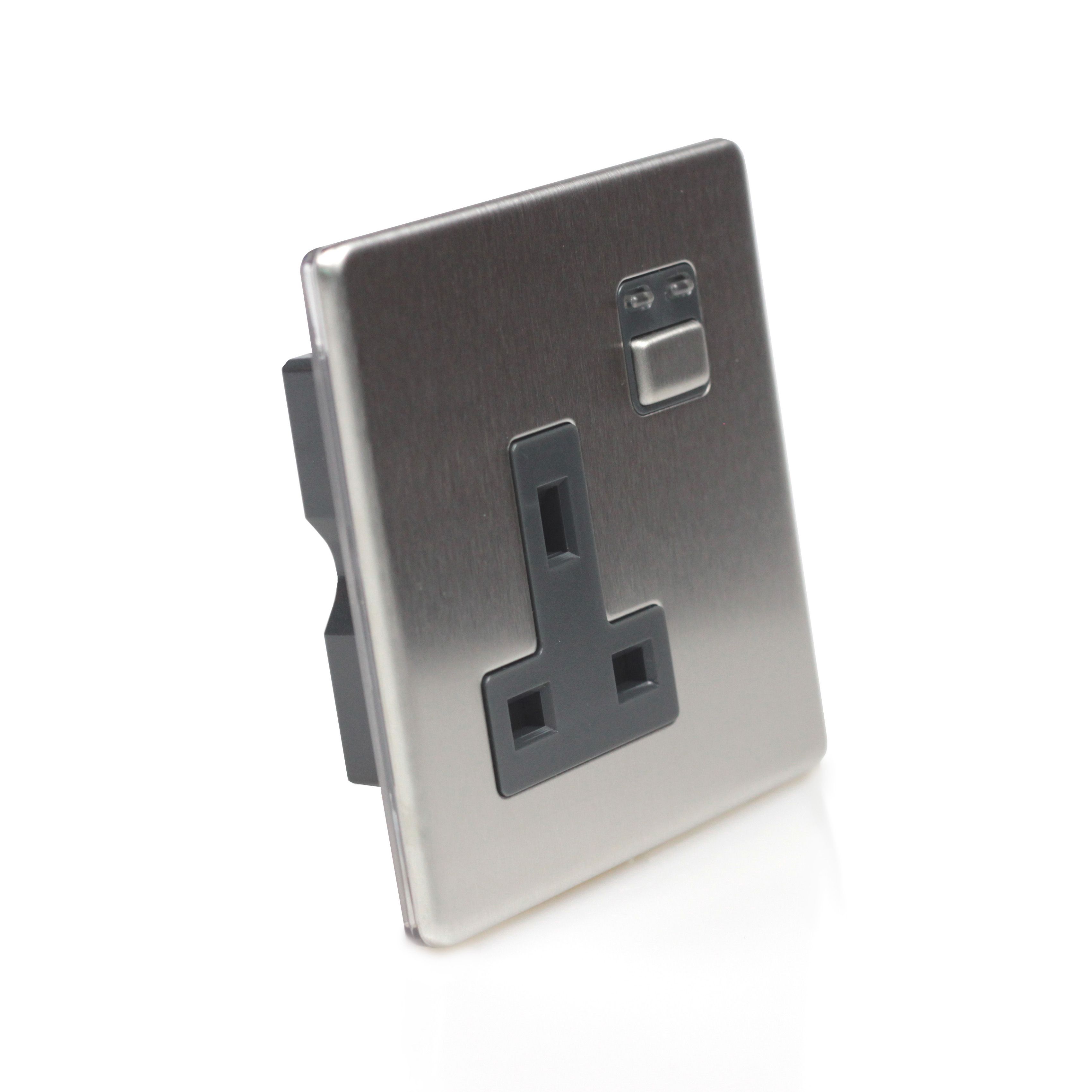LightwaveRF 13A Stainless Steel Single Socket | Departments | DIY at B&Q