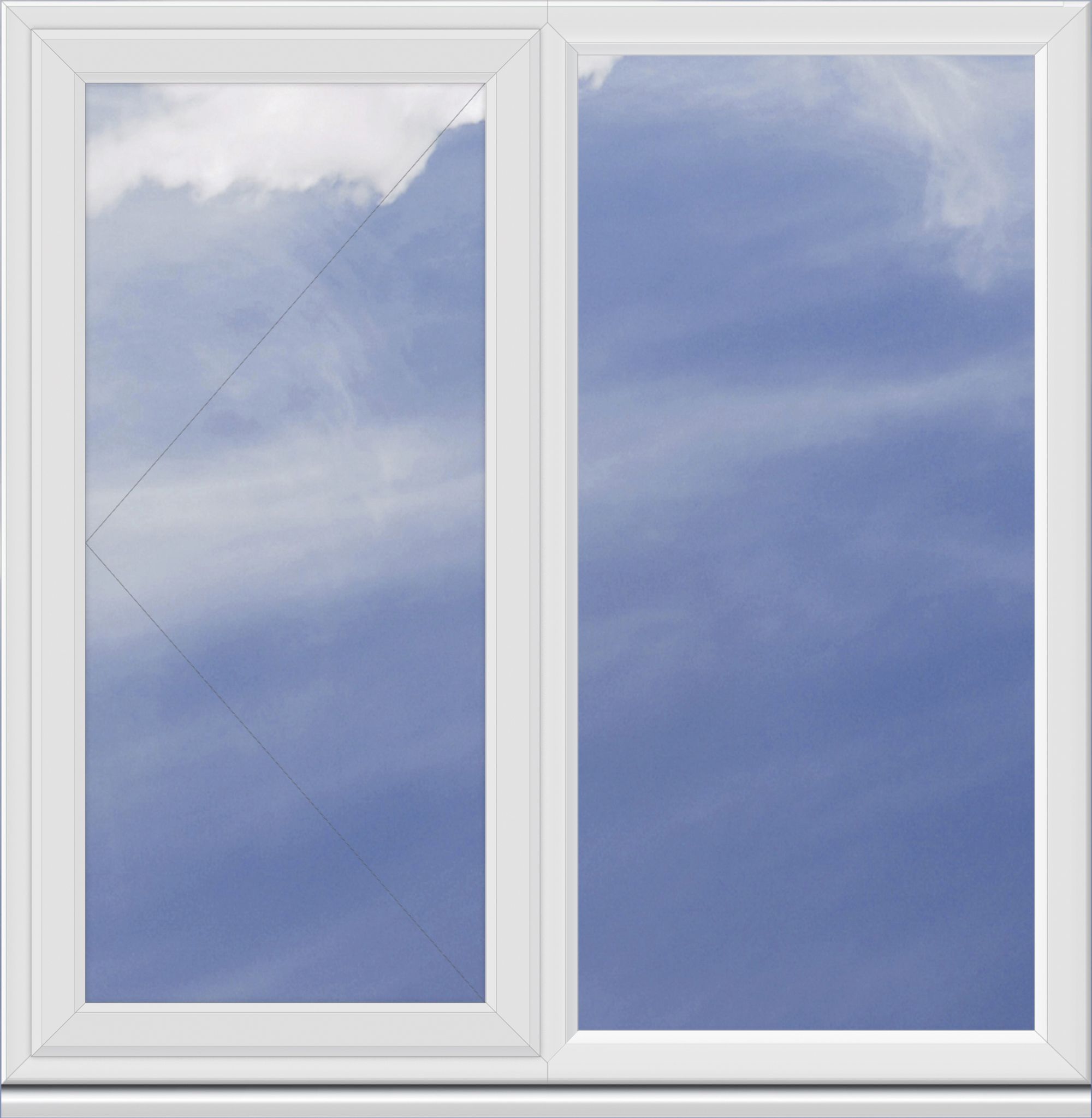 White PVCu LH side hung next to a fixed lite Window (H)1190mm (W)1240mm ...