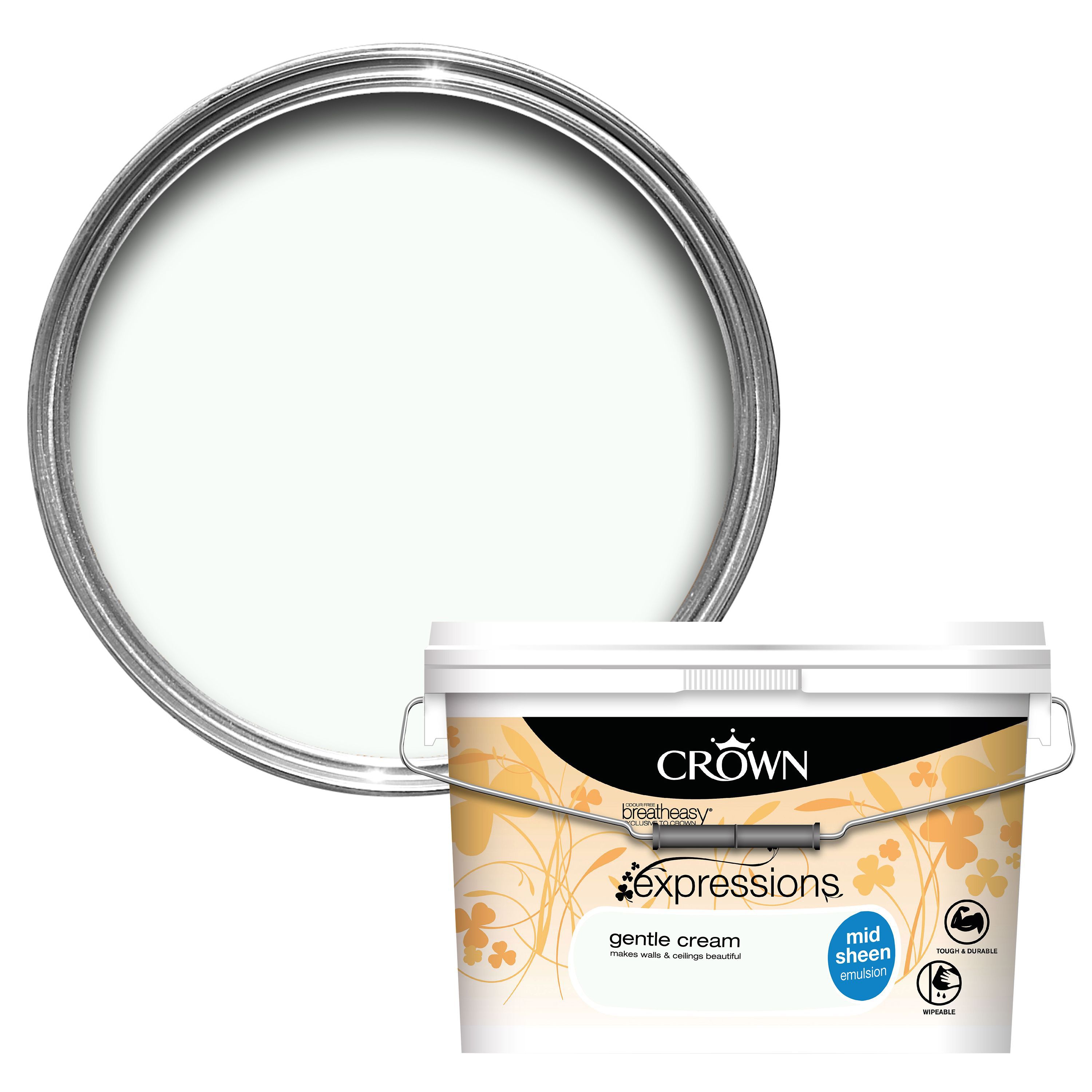 Crown Breatheasy Gentle Cream Mid Sheen Emulsion Paint 10L ...