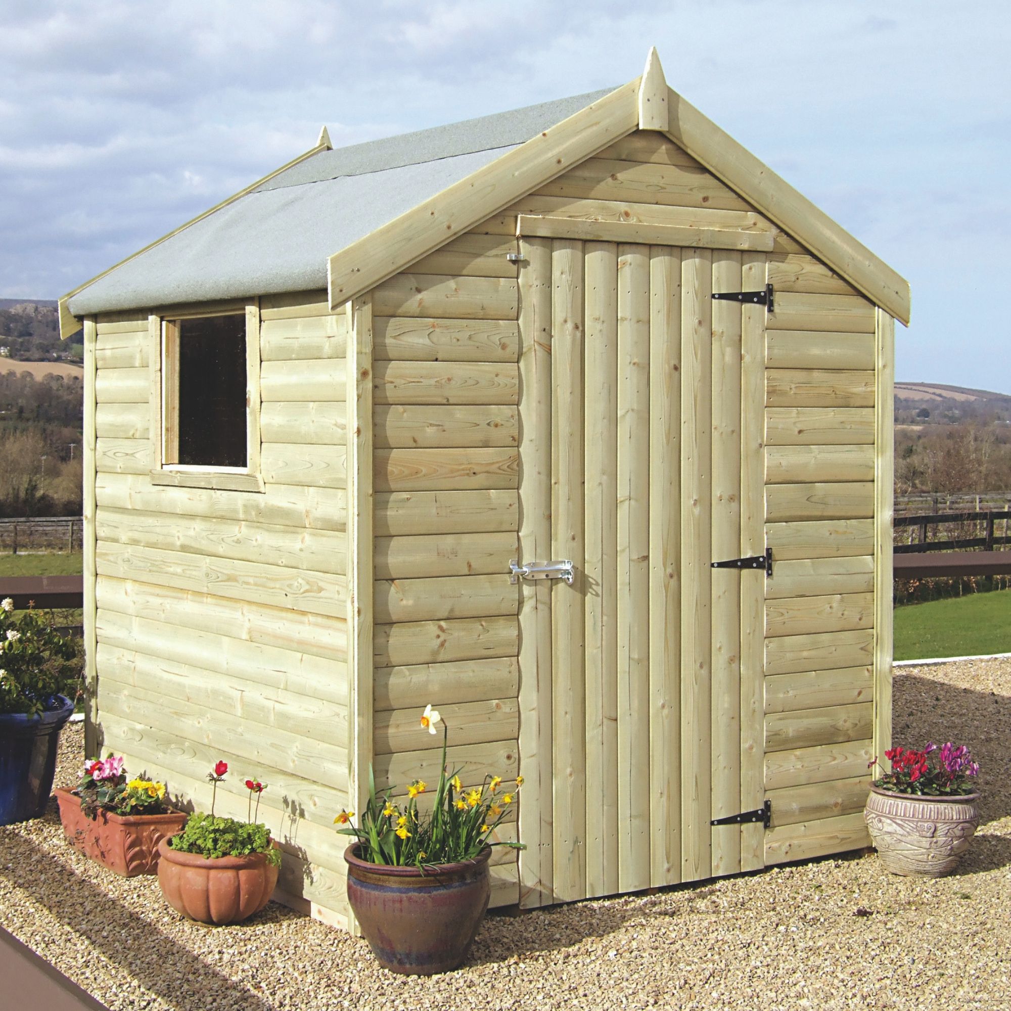 6x6 Pressure Treated Apex Shiplap Wooden Shed Base included ...