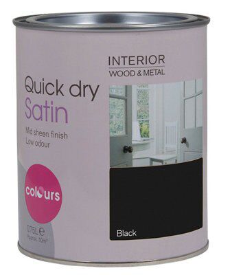 Colours Black Satin Metal & wood paint, 0.75L | Departments | DIY at B&Q