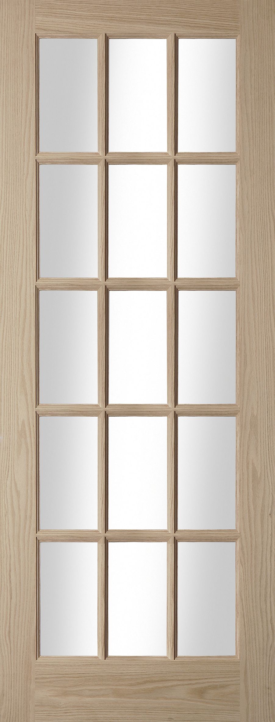 Fully glazed 15 Lite Oak veneer Internal Door, (H)1981mm (W)686mm ...