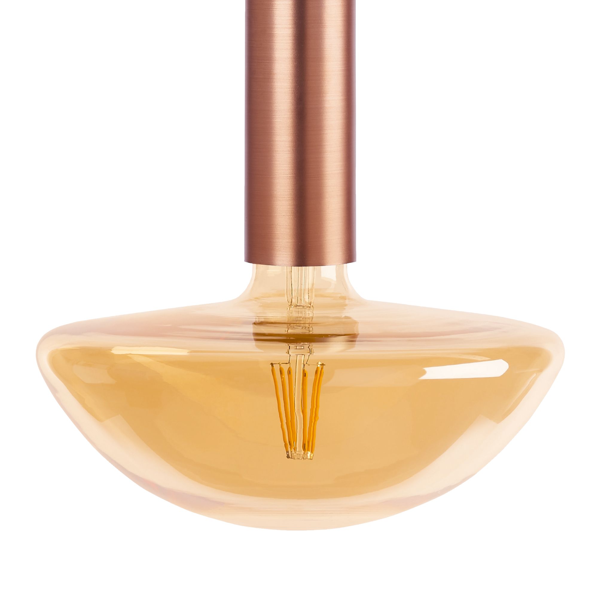 Sylcone Brushed Copper Effect Light Pendant with Hand Blown GX200 Bulb ...