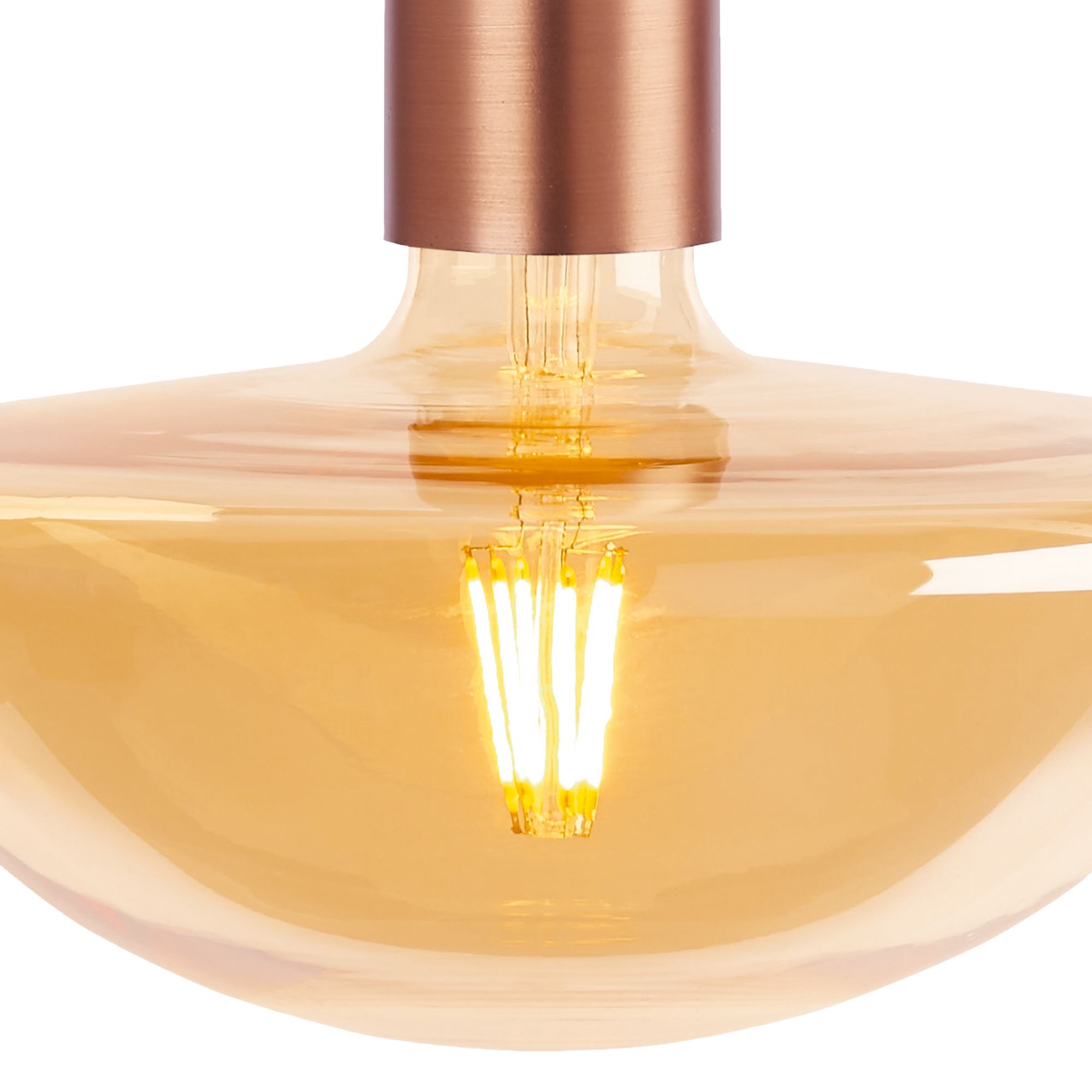 Sylcone Brushed Copper Effect Light Pendant with Hand Blown GX200 Bulb ...