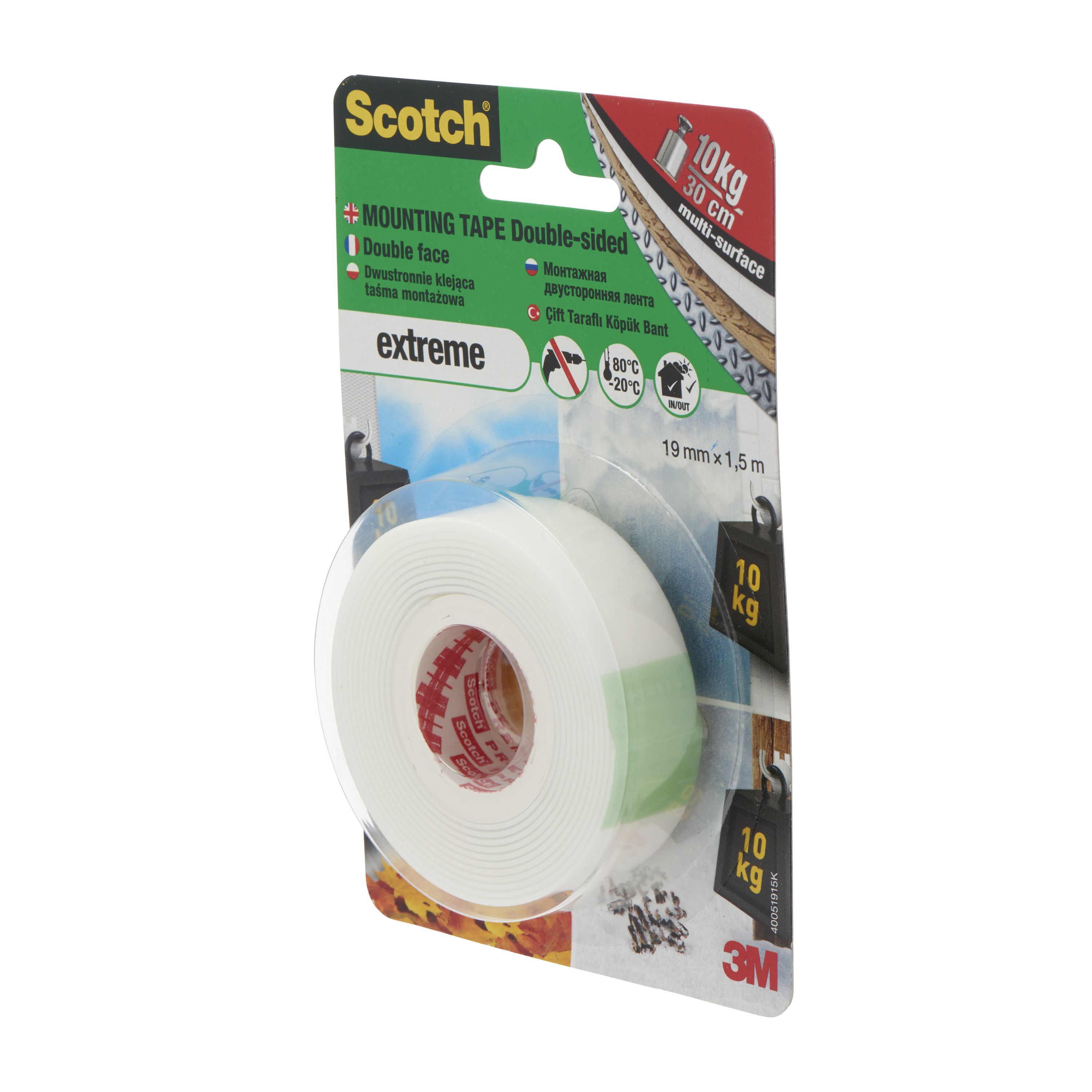 Scotch White Mounting Tape (L)1.5m (W)19mm | Departments | DIY at B&Q