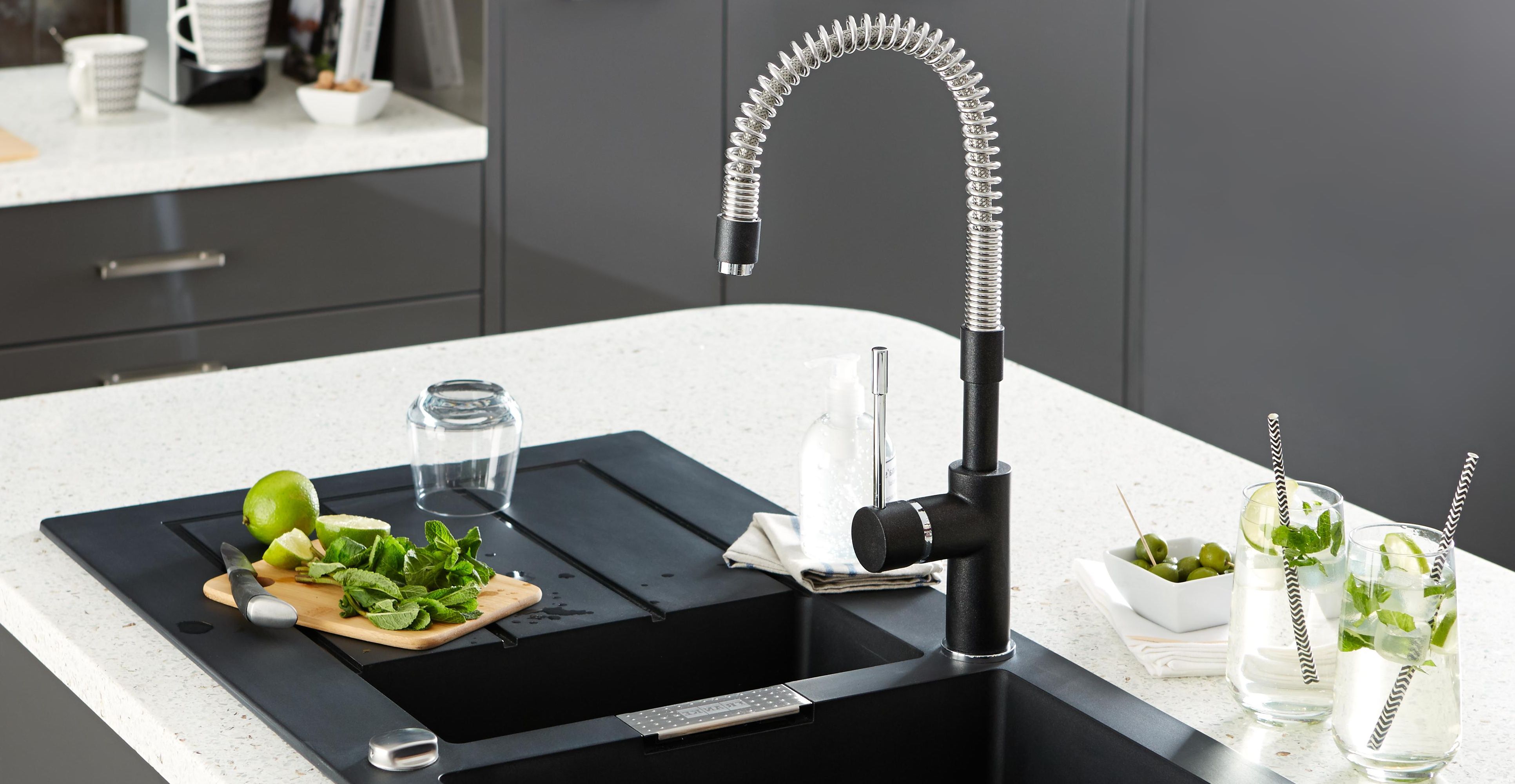 Cooke & Lewis Estatoah Chrome finish Kitchen Twin lever tap ...