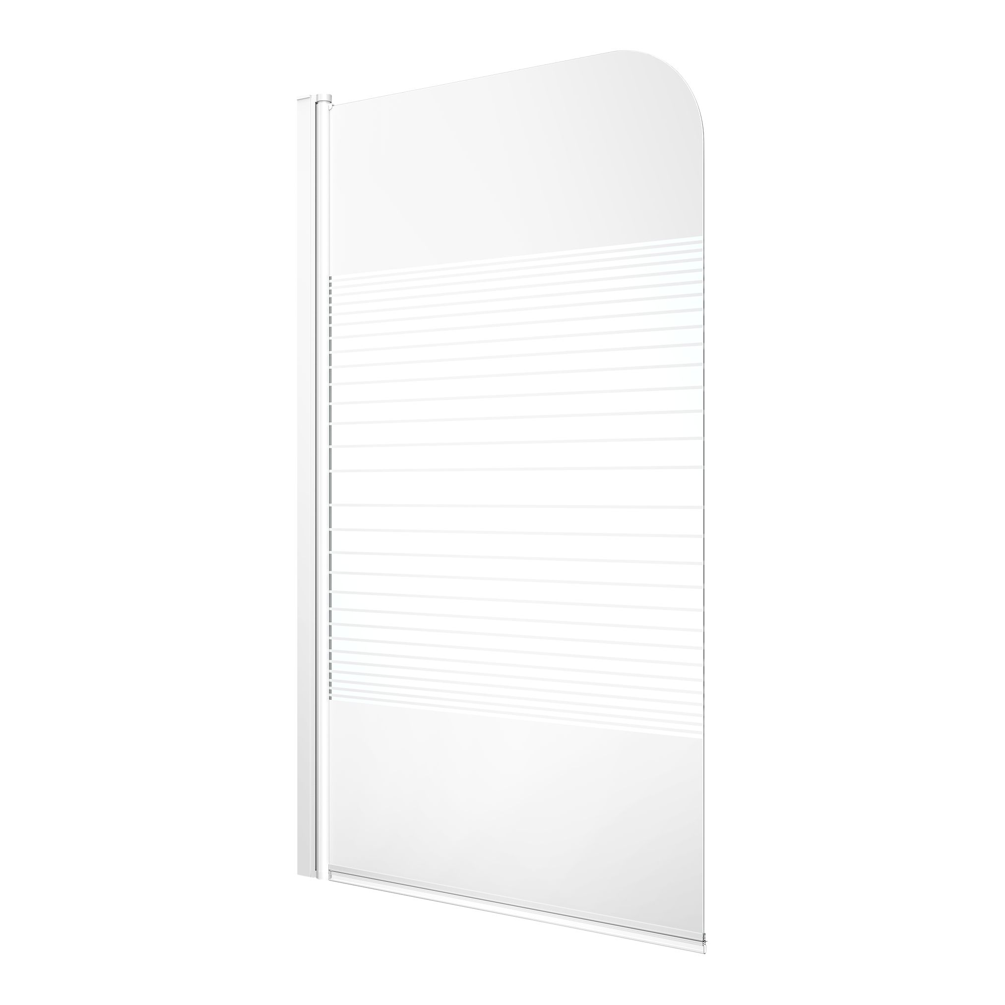 Arkell Straight 1 panel Serigraph Frosted glass White Bath screen, (W ...