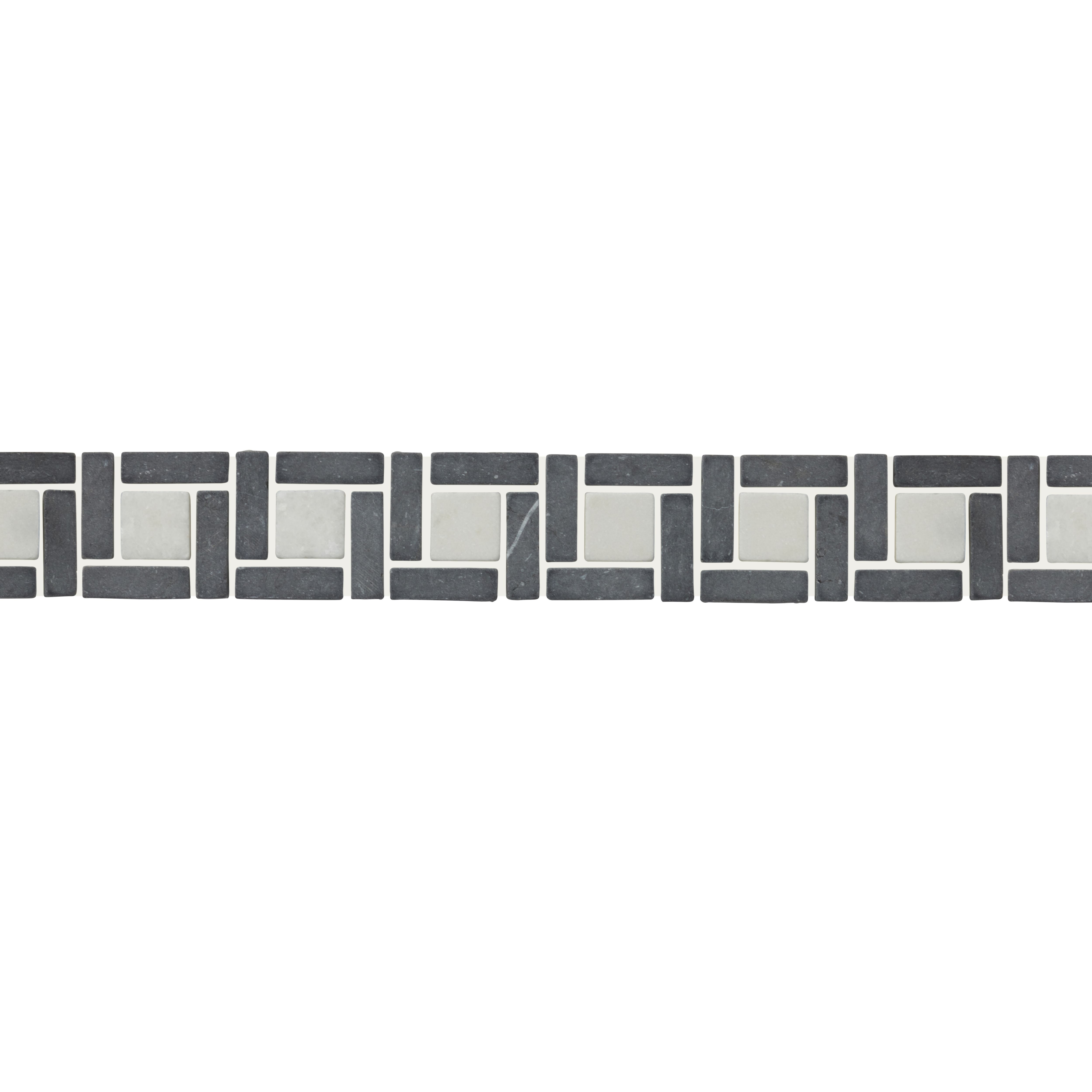 Articha Black & white Natural stone Border tile, (L)300mm (W)50mm ...