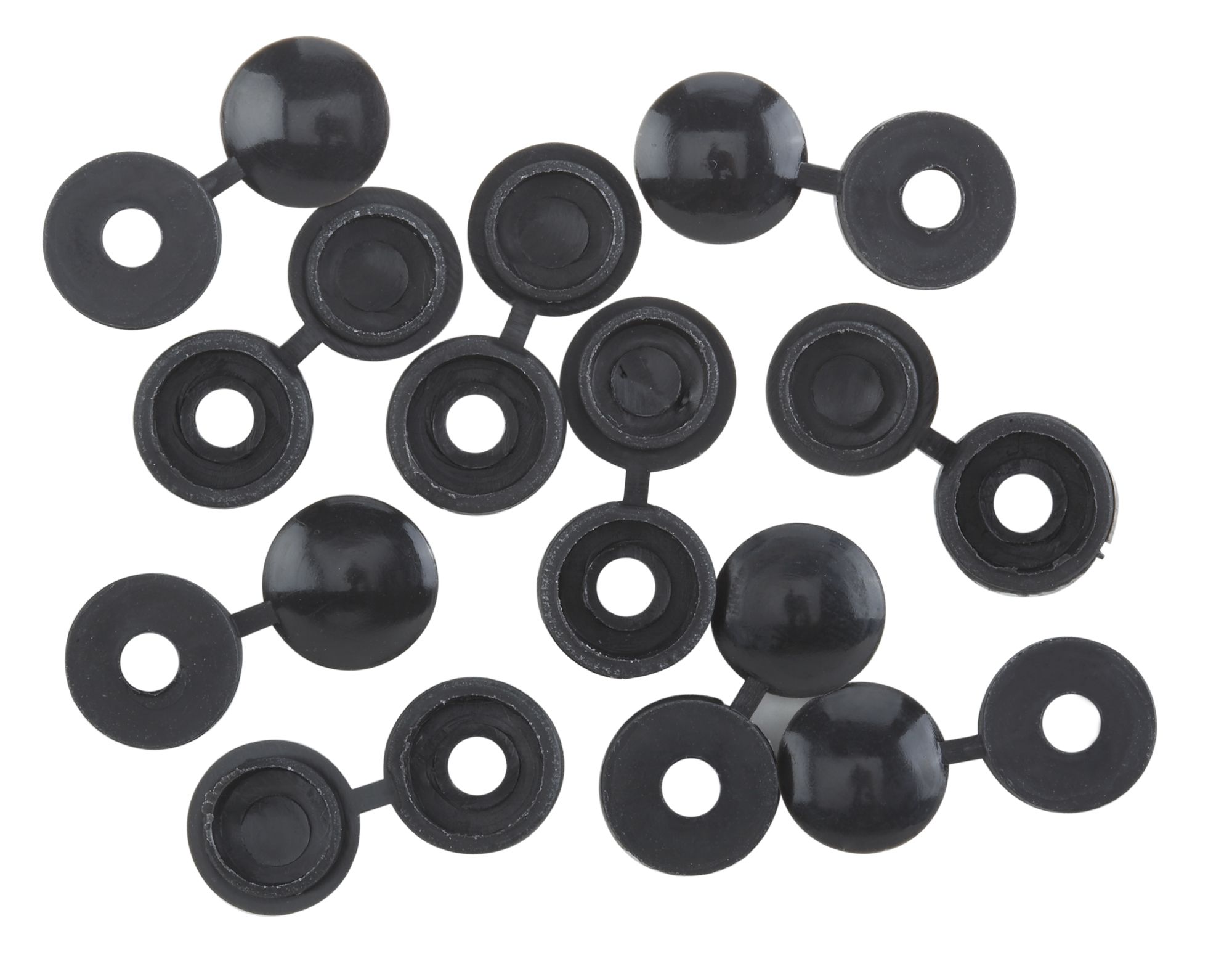Black Plastic Screw cap (Dia)12mm, Pack of 10