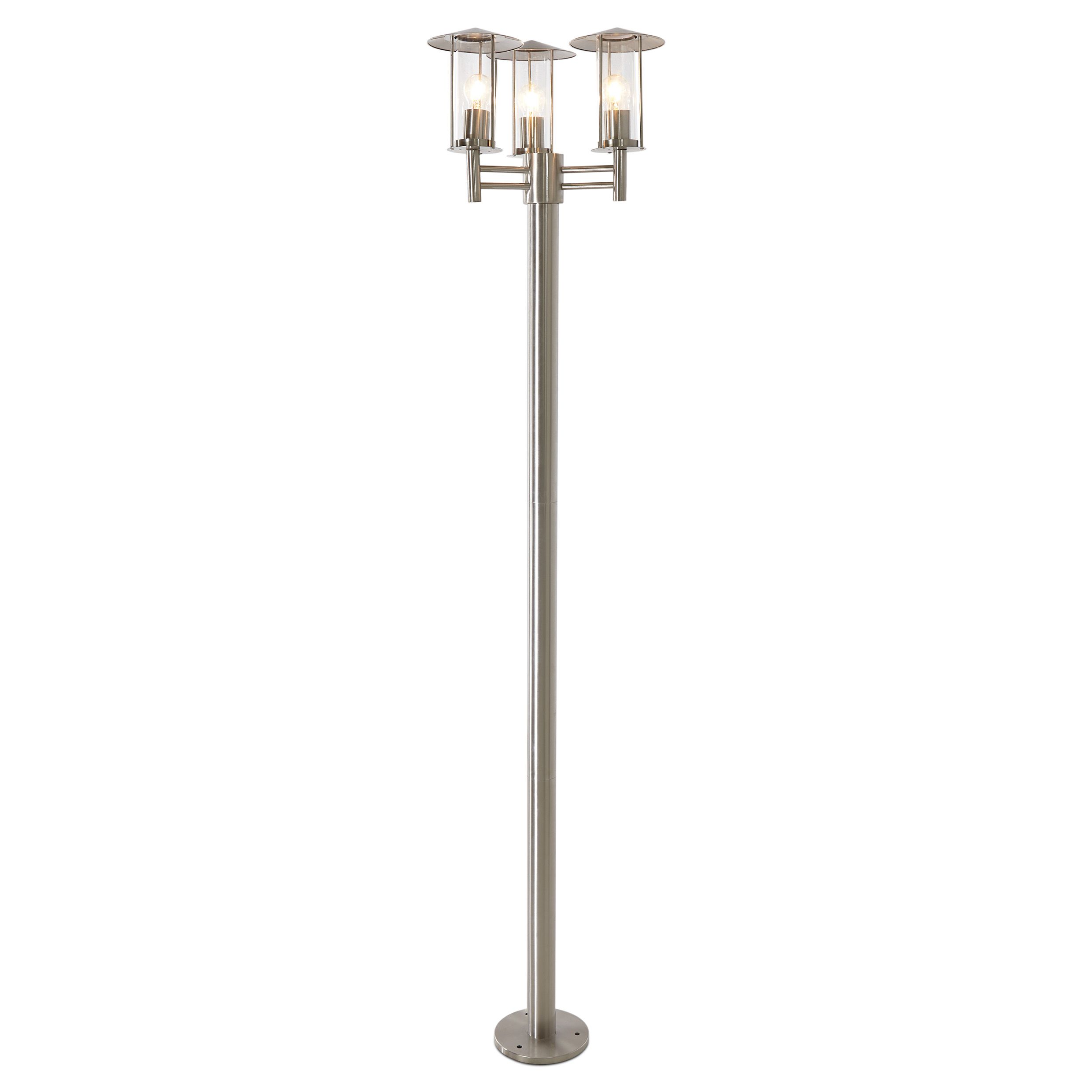Blooma Chignik Silver effect Mains-powered 3 lamp Halogen Post lantern ...