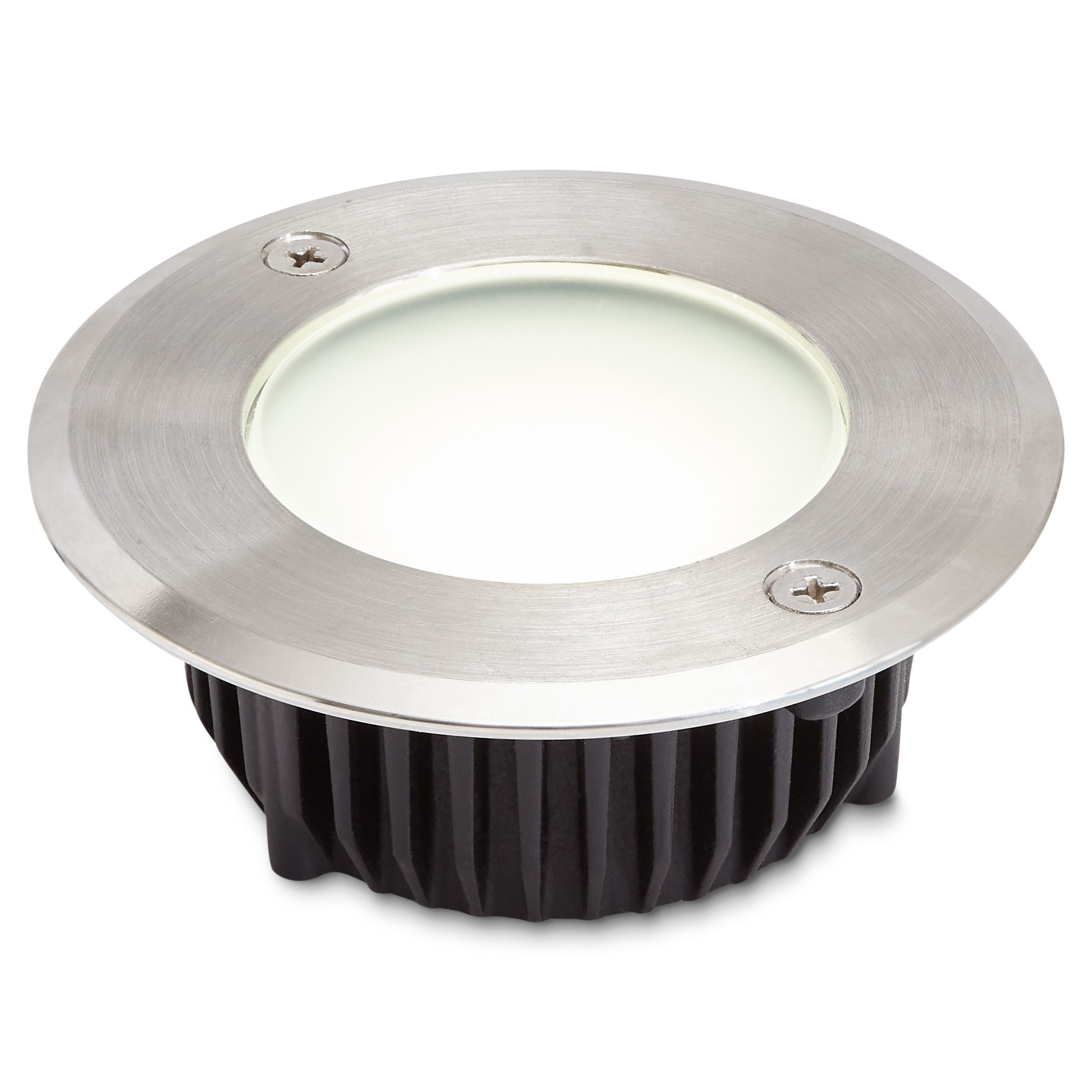 Blooma Flax Brushed Silver effect Mains-powered Neutral white LED Round ...