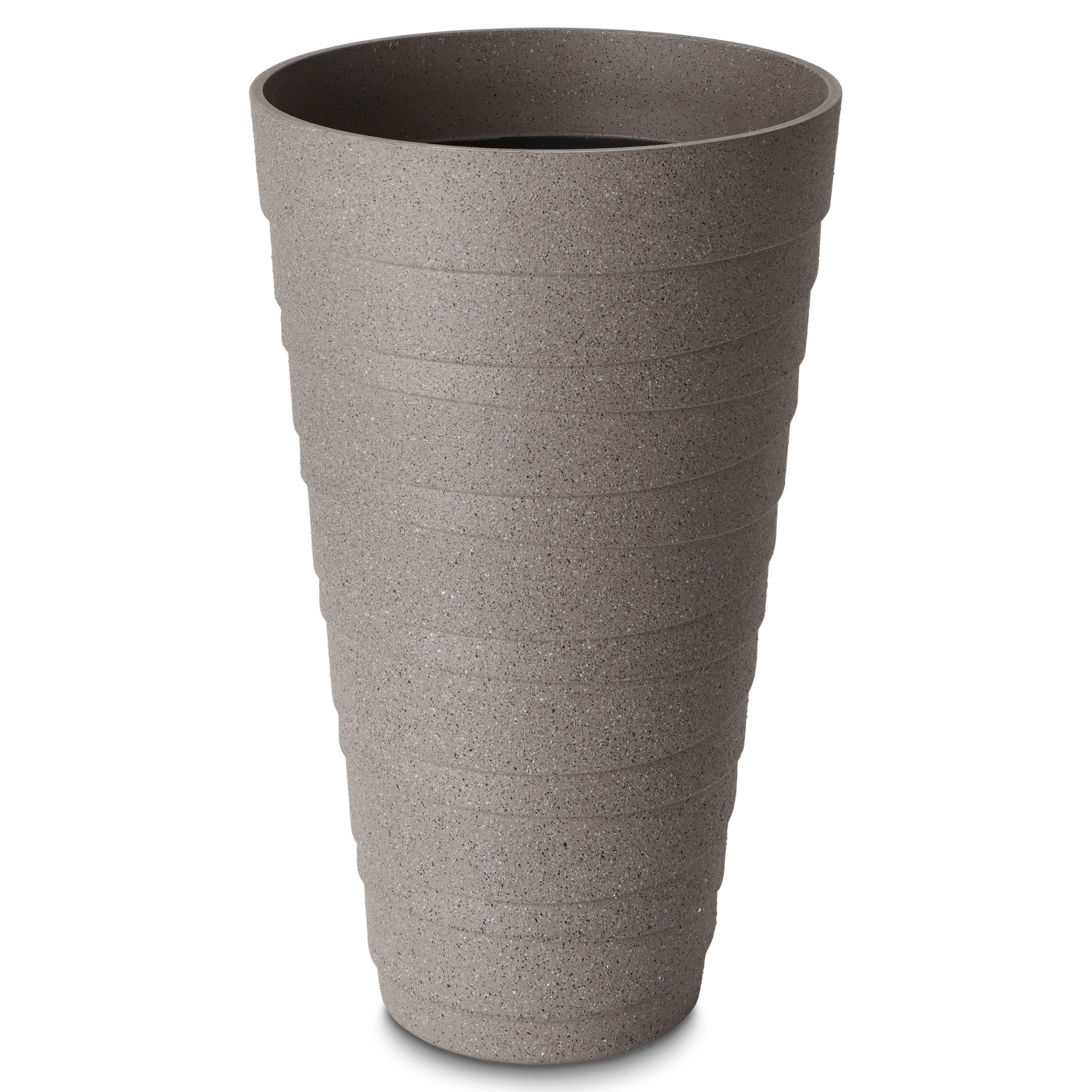 Blooma Momoka Taupe Stone effect Plastic Circular Plant pot (Dia)30cm ...
