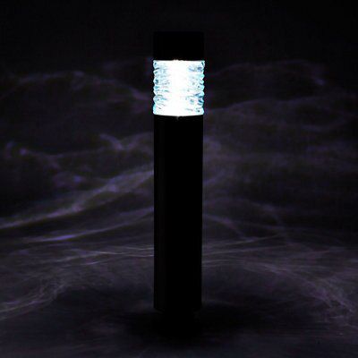 Blooma Thermopylae Stainless steel effect Solar-powered LED Post light ...