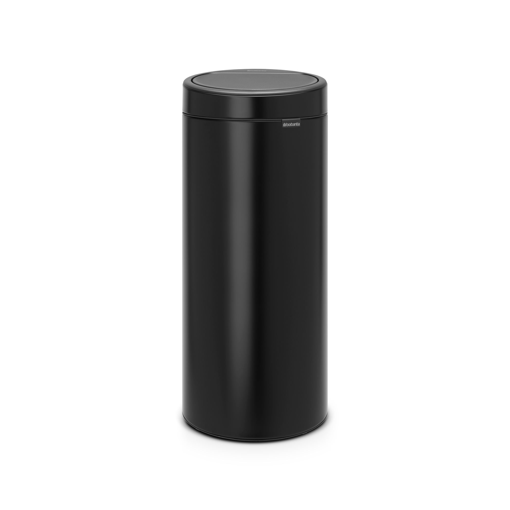Brabantia Touch Bin Matt Black Metal & plastic Circular Freestanding ...