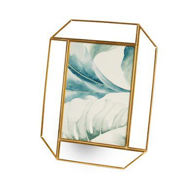Brass effect Geometric Picture frame (H)25.3cm x (W)20.2cm