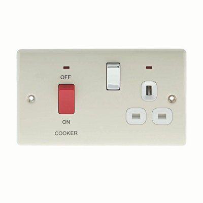 British General Cream Cooker switch & socket & White inserts