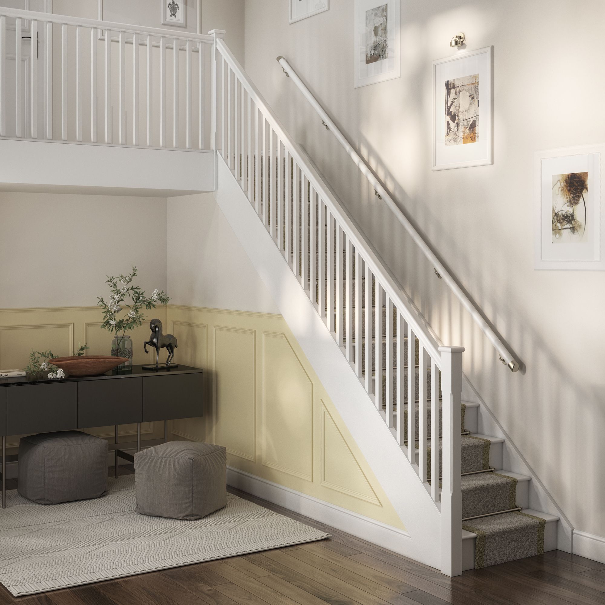 Cheshire Mouldings Primed White Pine Mopstick Handrail, (L)3600m (D ...