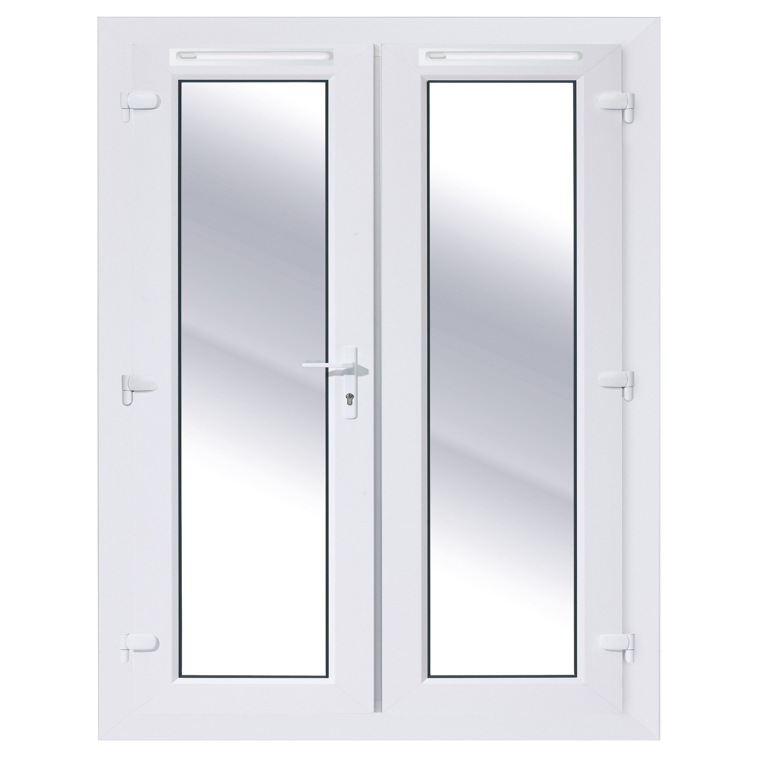 Clear Glazed White uPVC External French Door set, (H)2090mm (W)1490mm ...