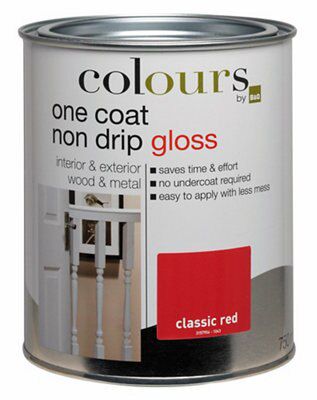 Colours One coat Classic red Gloss Metal & wood paint, 750ml | Tradepoint