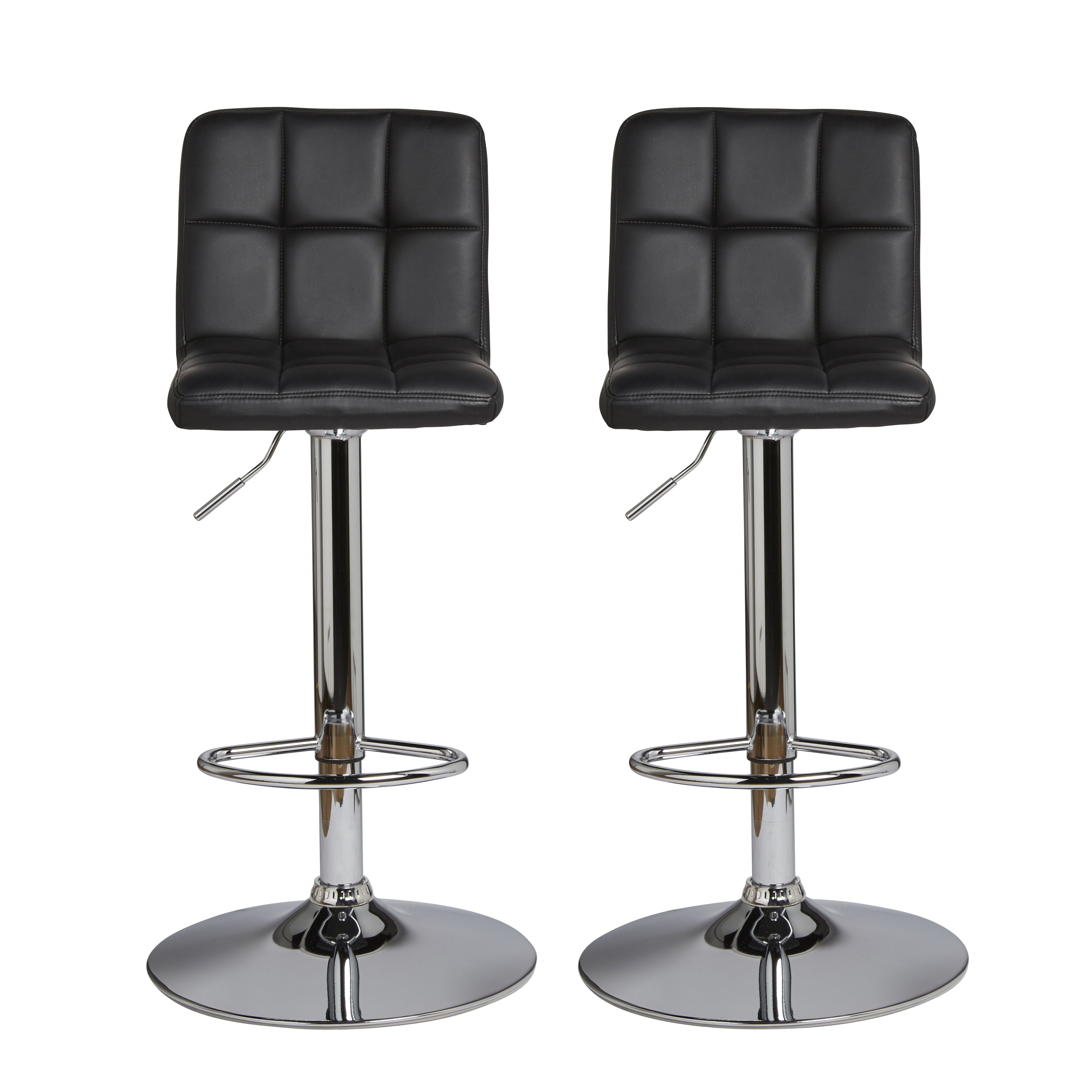 Cooke Lewis Lagan Black Adjustable Swivel Bar stool Pack of 2 Tradepoint