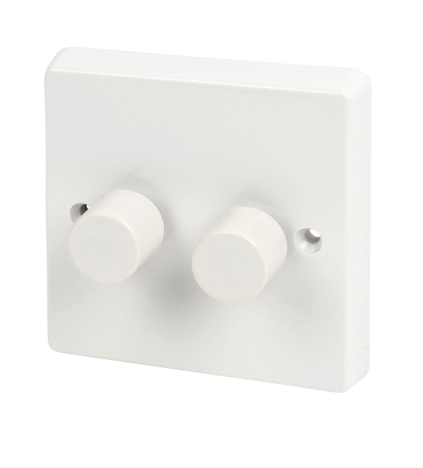 Crabtree Raised rounded Gloss White 2 gang profile Double Dimmer switch