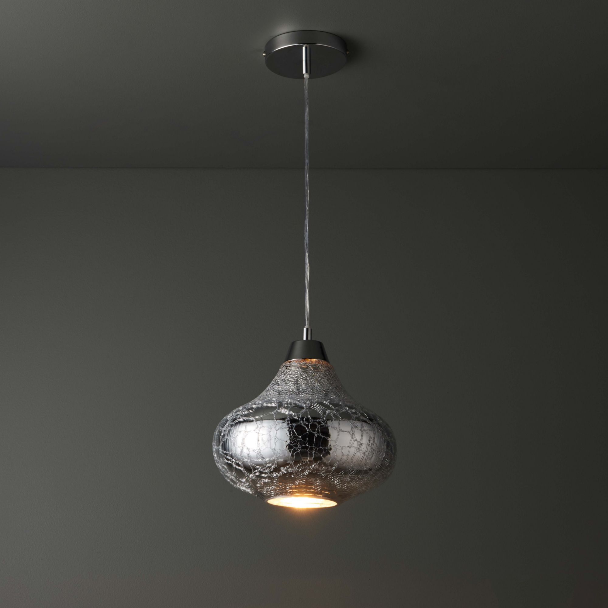 Crackle chrome effect LED Pendant ceiling light, (Dia)250mm