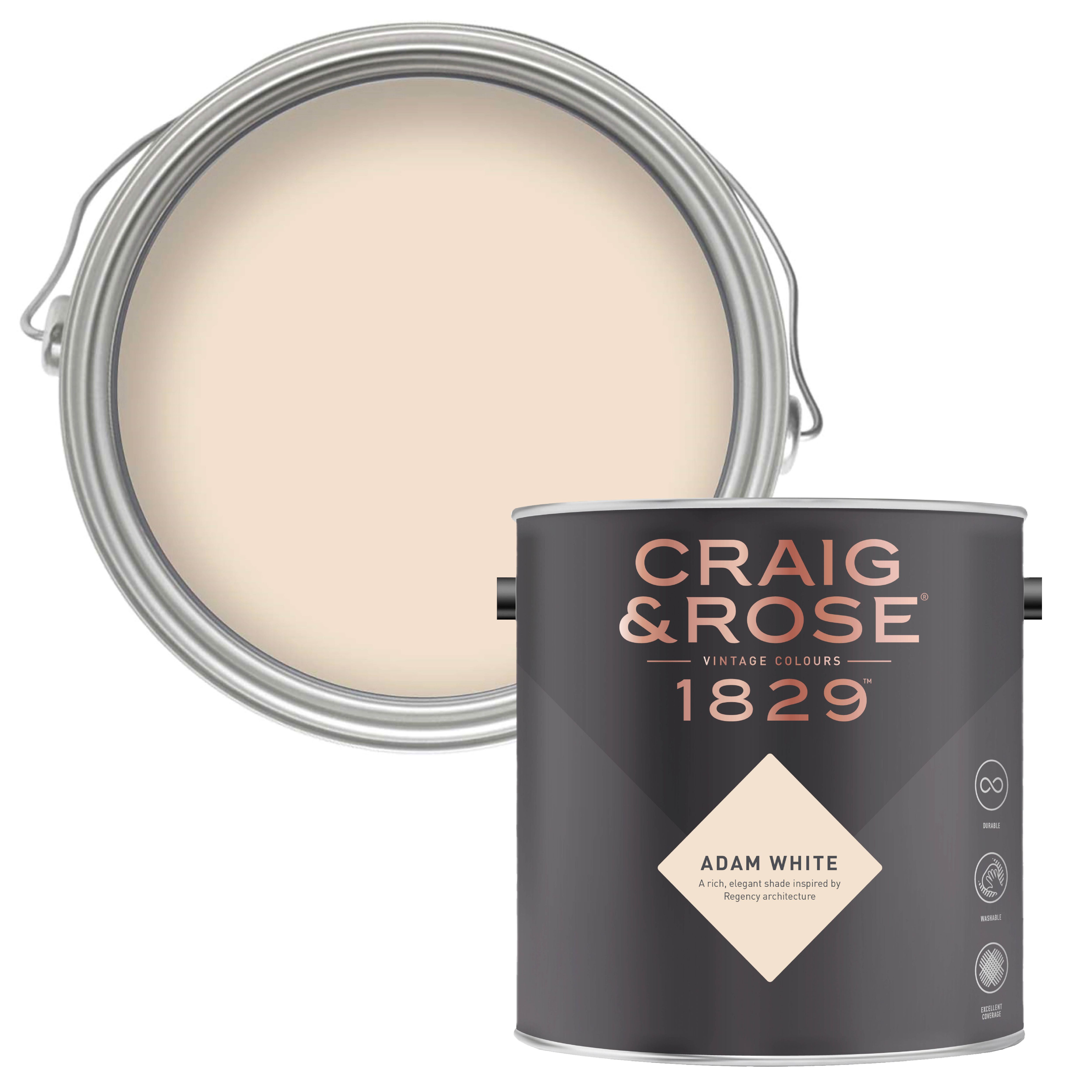 Craig & Rose 1829 Adam White Chalky Emulsion paint, 2.51L