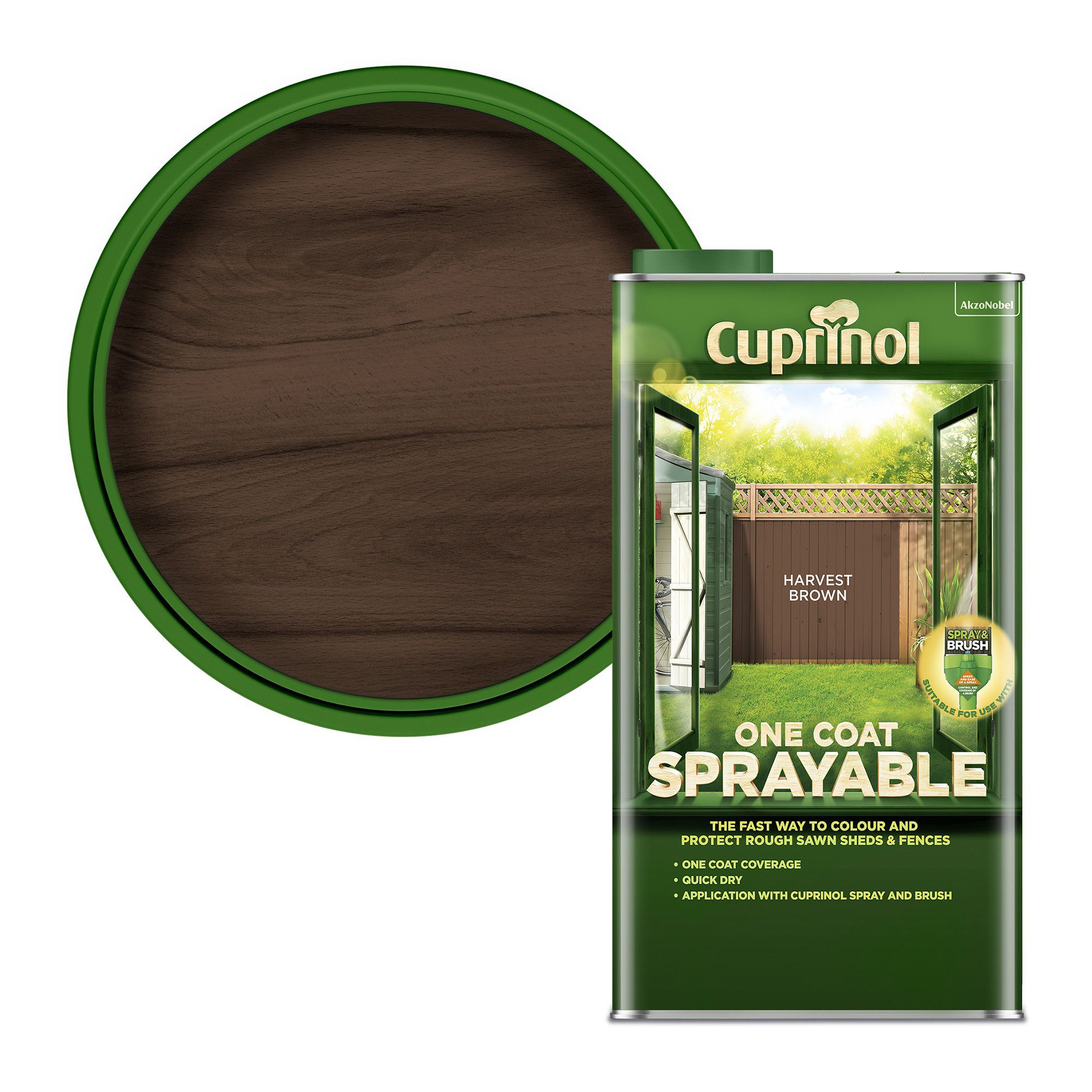 Cuprinol One coat sprayable Harvest brown Matt Exterior Fence & shed ...