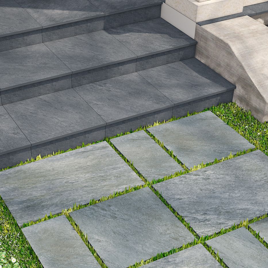 Dakota Grey Matt Stone effect Porcelain Outdoor Floor Tile, Pack of 2 ...