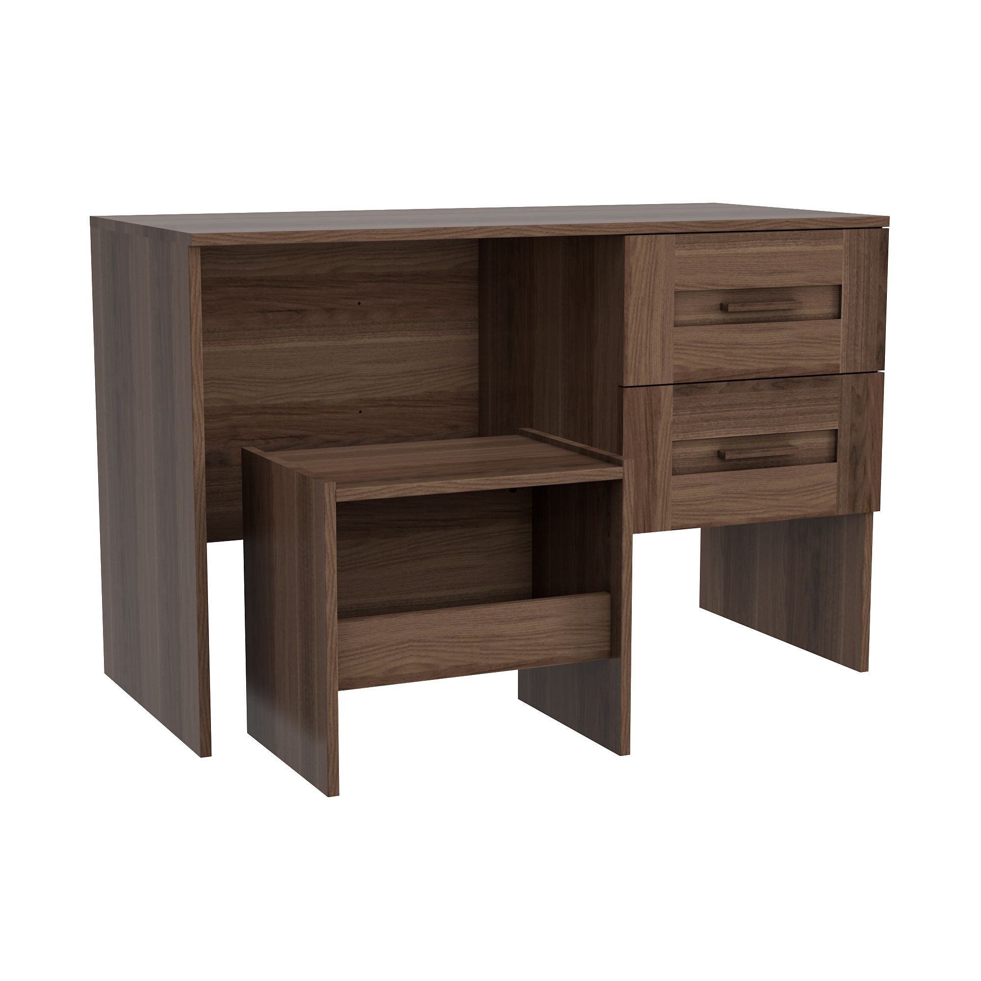 Darwin Walnut effect 2 Drawer Desk | Tradepoint