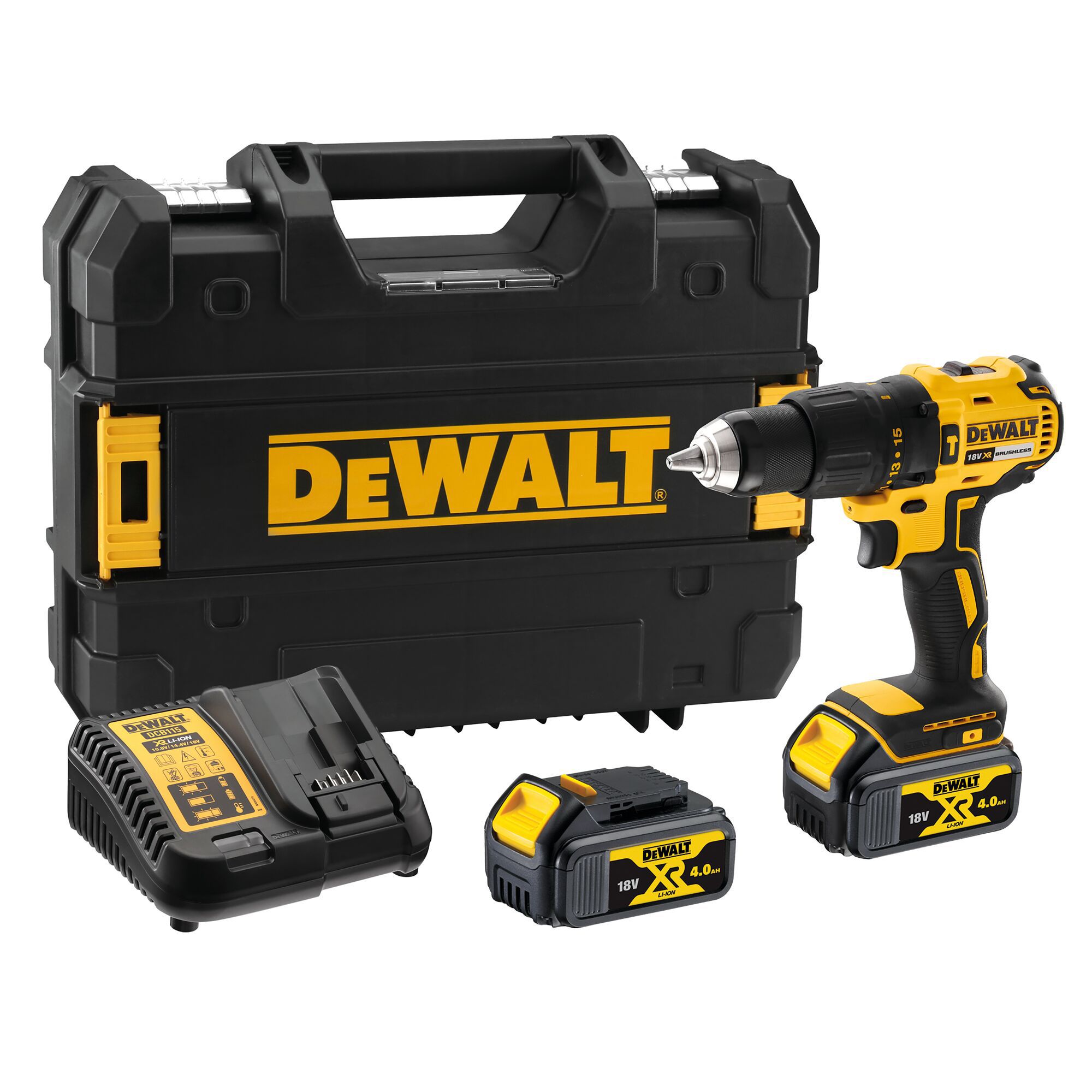 DeWalt 18V 2 x 4 Li ion Brushless Cordless Combi drill DCD778M2T GB Tradepoint