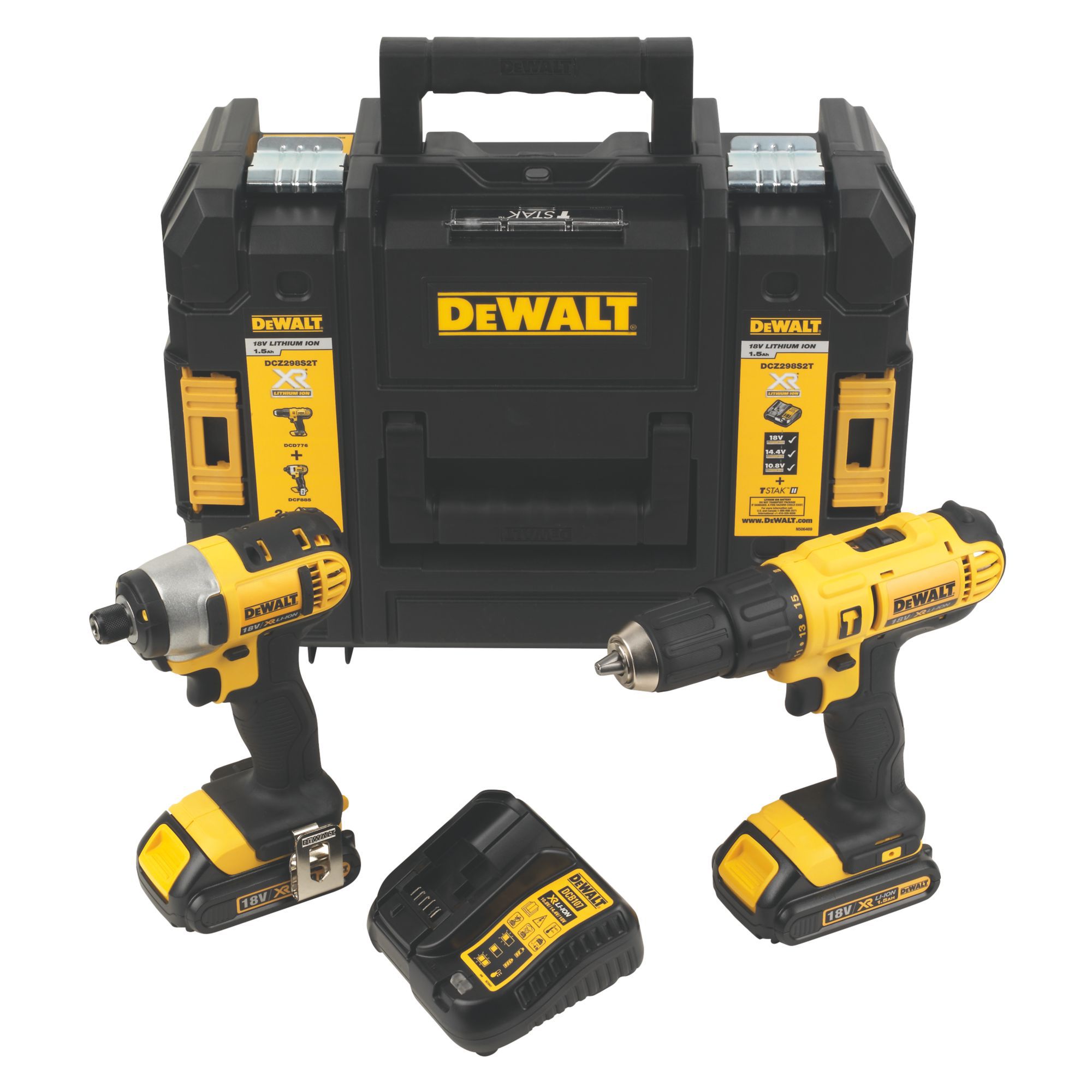 DeWalt XR 2 x 1.5 Li ion Cordless Combi drill impact driver DCZ298S2T BQGB