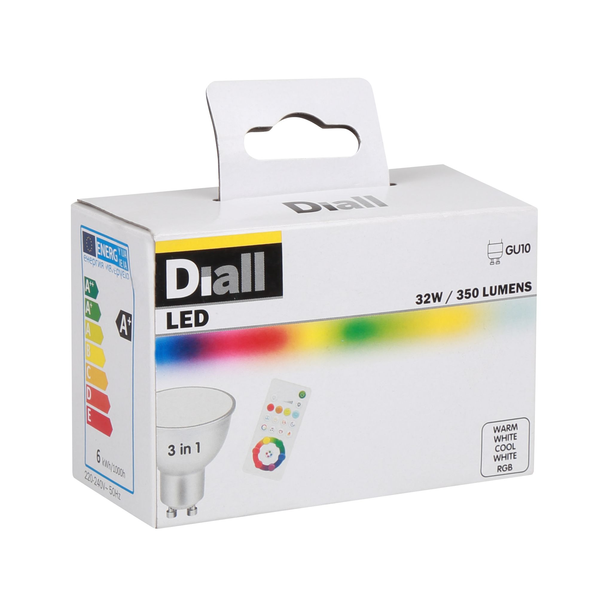 Diall GU10 32W LED Cool white, RGB & warm white Reflector Dimmable ...