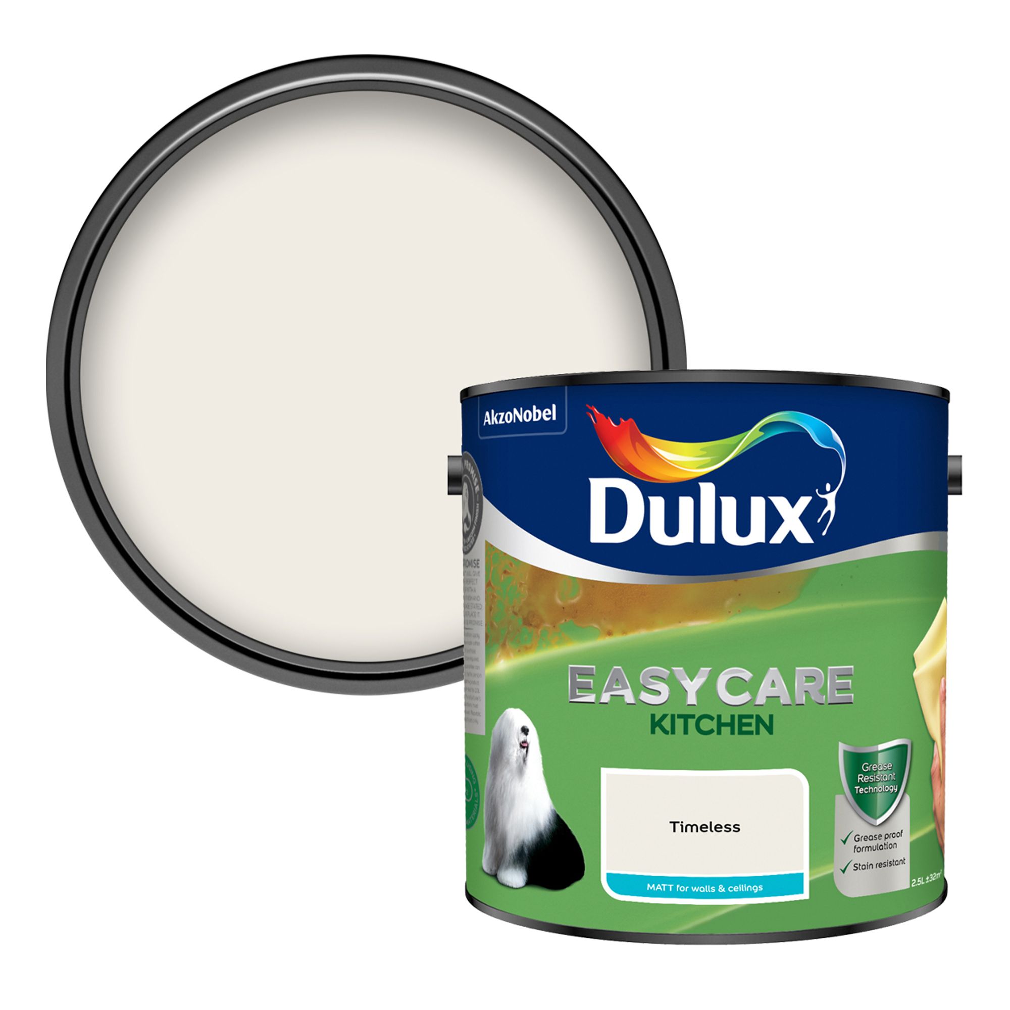 Dulux Easycare Kitchen Timeless Matt Wall & ceiling Emulsion paint, 2.5L