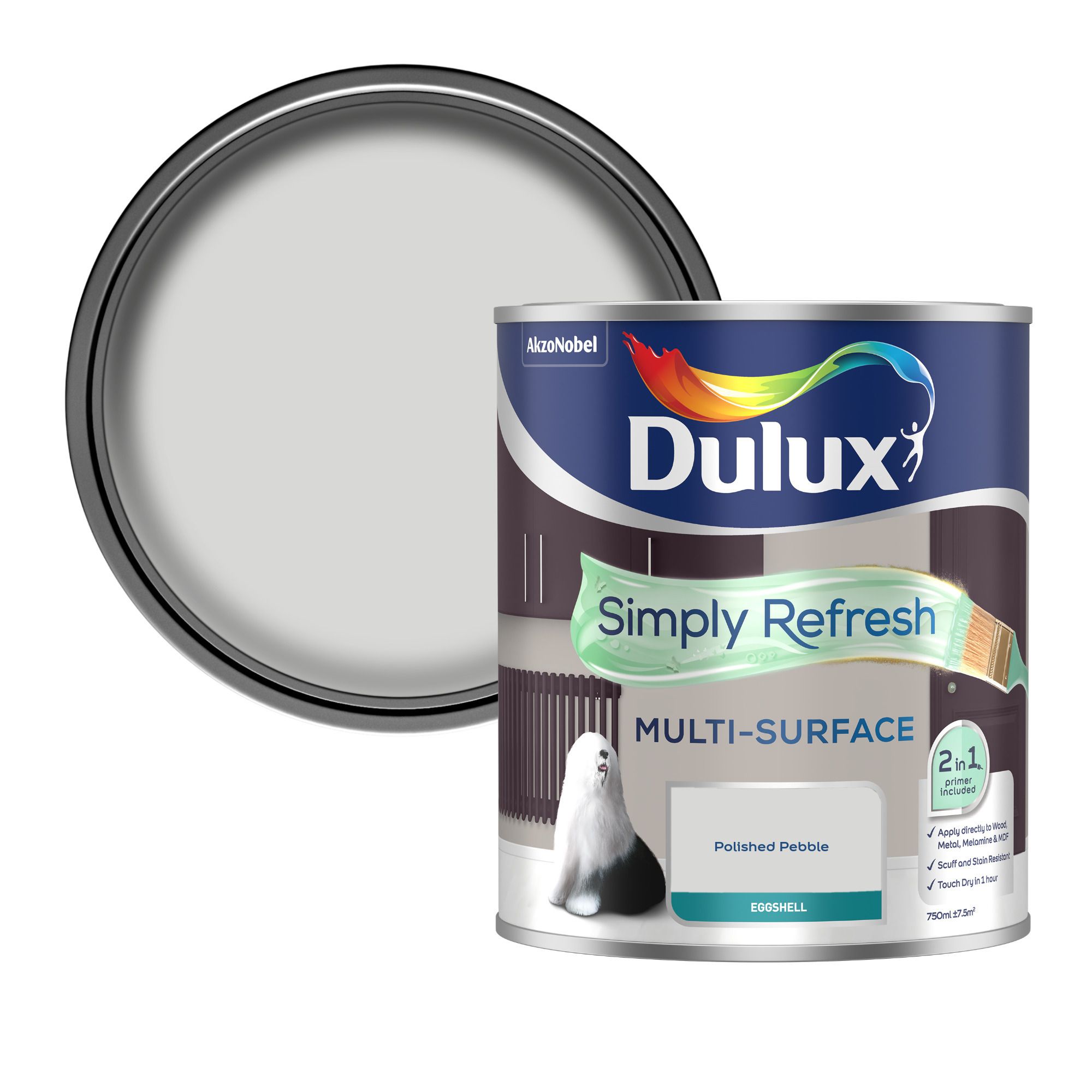 Dulux Simply Refresh Multi-surface Polished Pebble Eggshell Emulsion ...