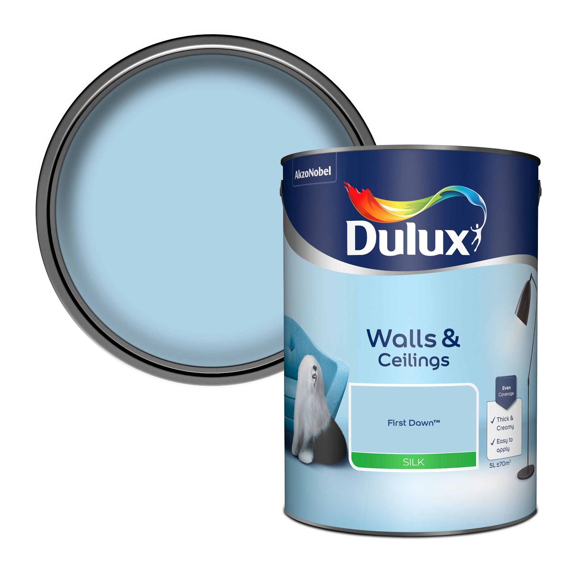 Dulux Walls & ceilings First dawn Silk Wall & ceiling Emulsion paint, 5L