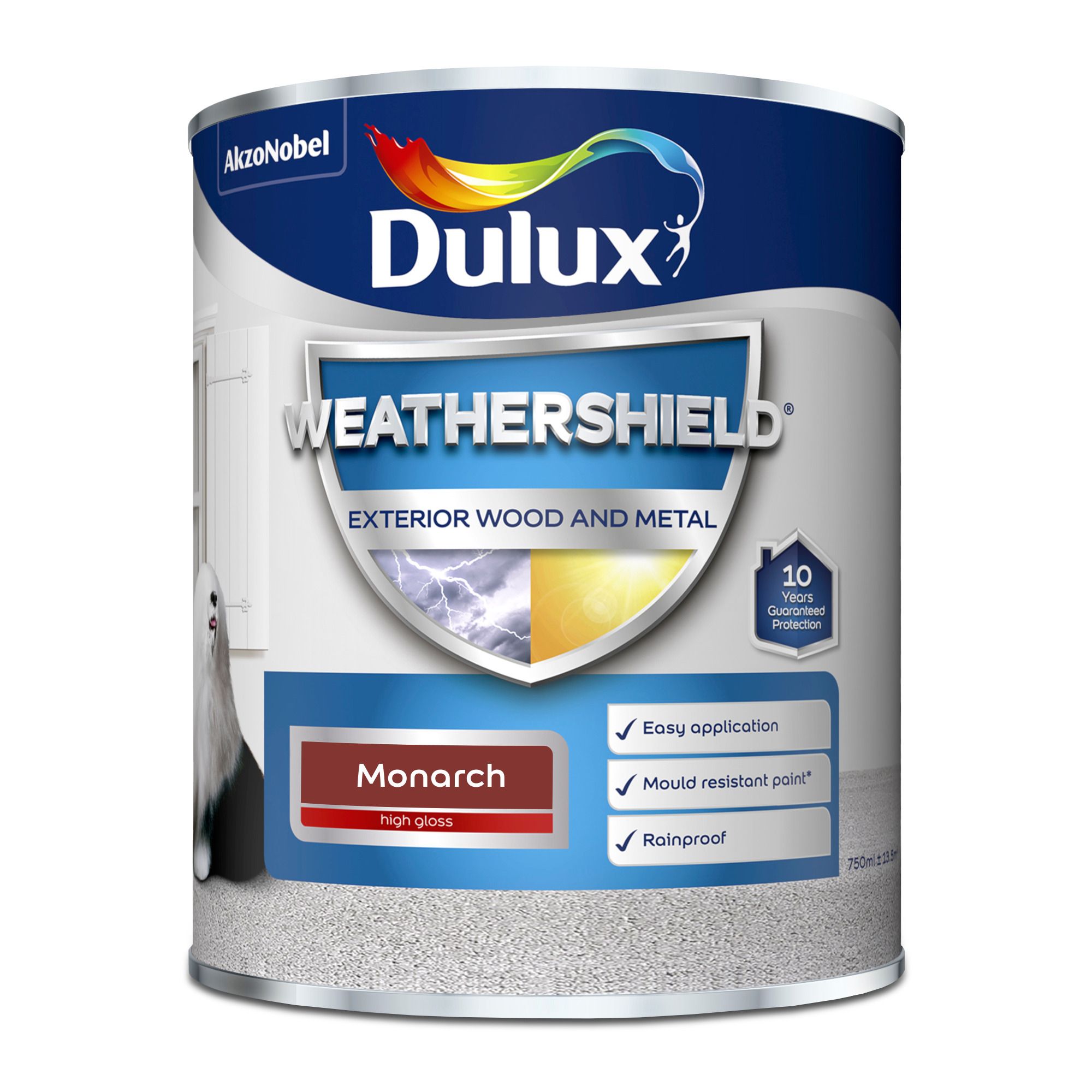 Dulux Weathershield Monarch red Gloss Exterior Metal & wood paint ...
