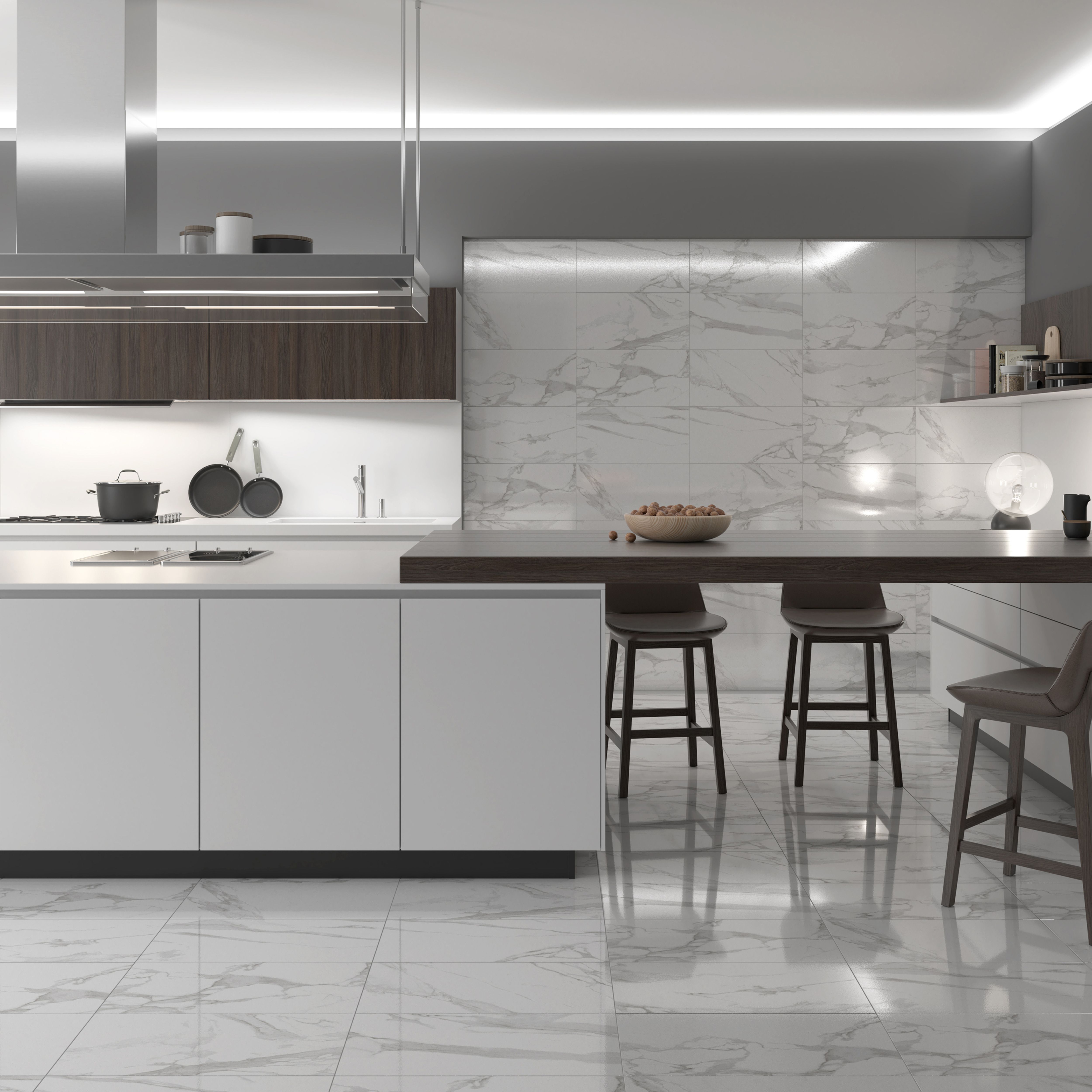 Duratile Designs Calacatta Ice White Gloss Marble effect Textured ...