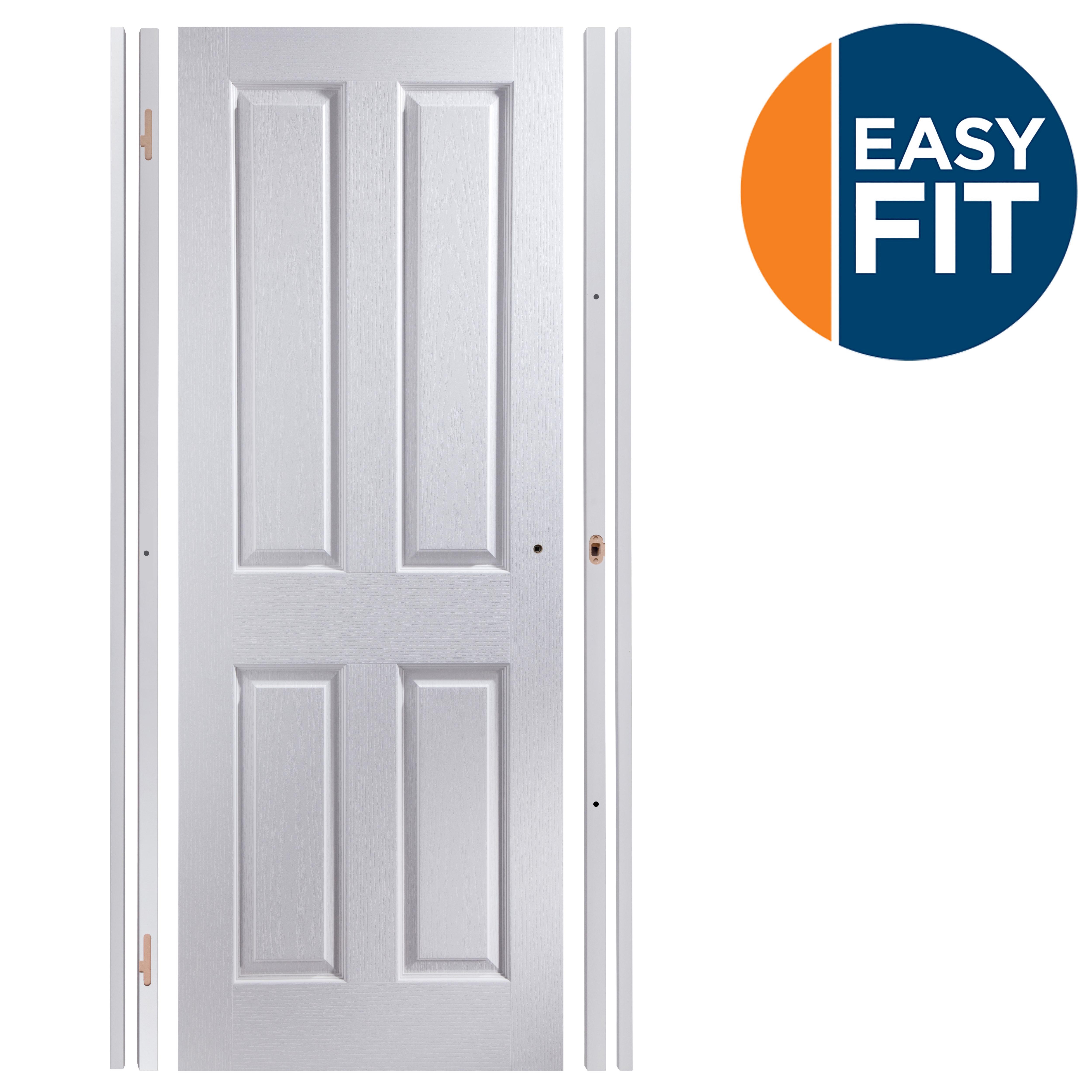 Easy fit 4 panel White Adjustable Internal Door & frame set, (H)1988mm ...