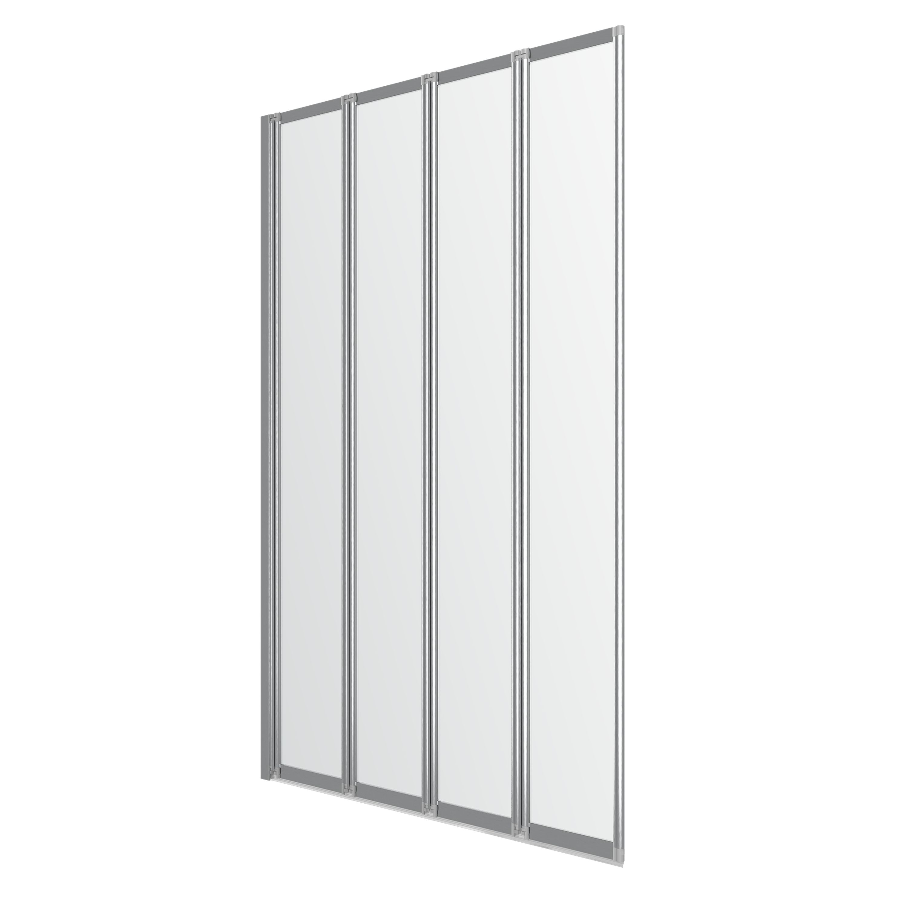 Ellsi Neo Folding 4 panel Clear glass Chrome effect frame Bath screen ...