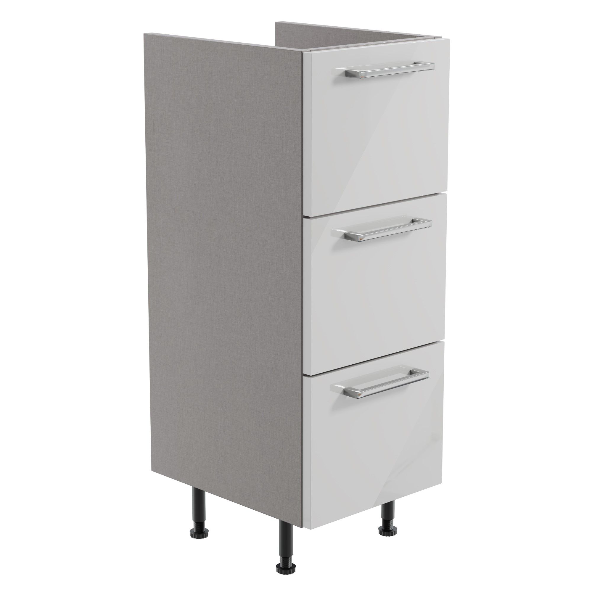 Ennis Gloss Light grey Modern Freestanding 3 drawer Base unit (W)295mm ...
