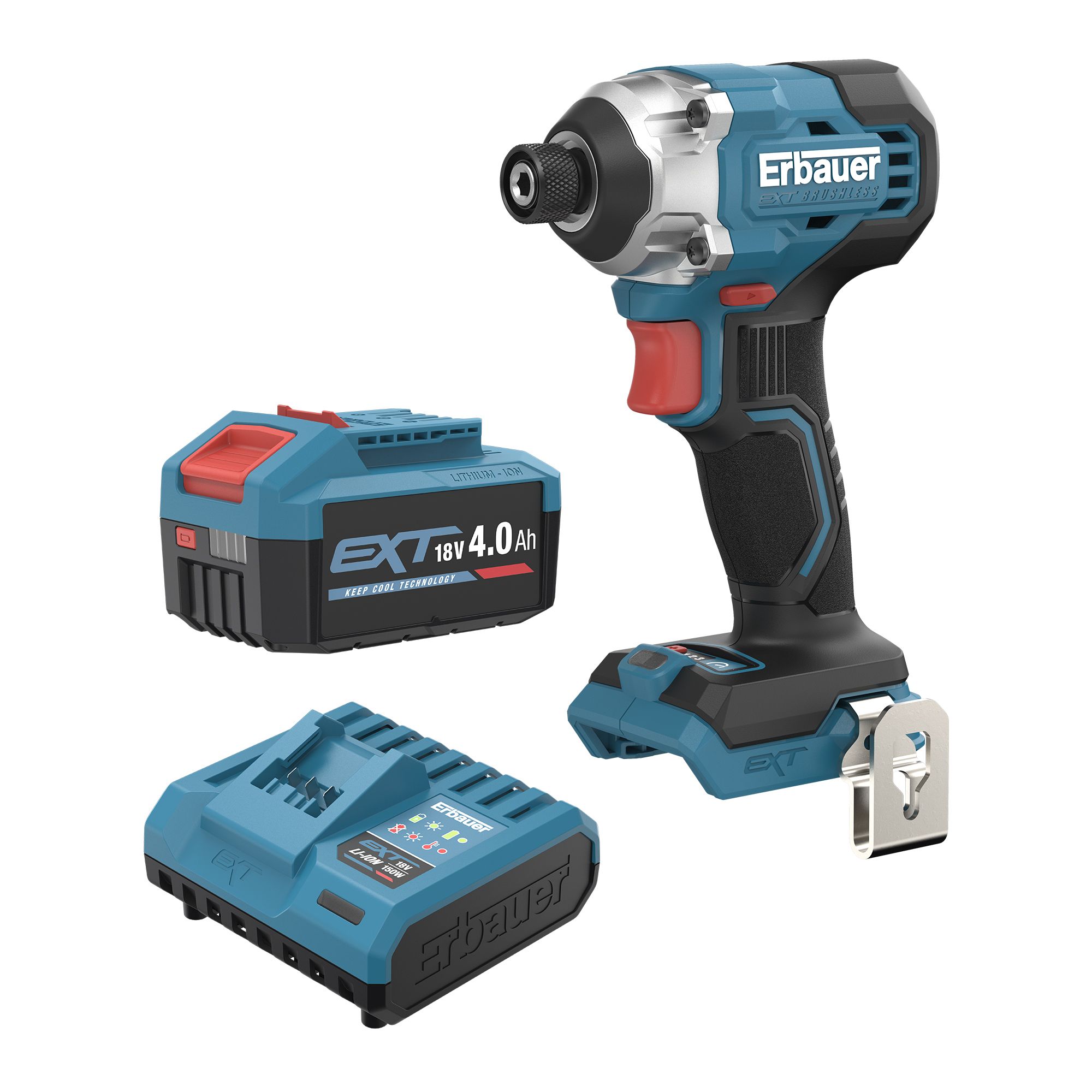 Erbauer 18V Li-ion Brushless V2 Cordless Impact driver (1 x 4Ah ...
