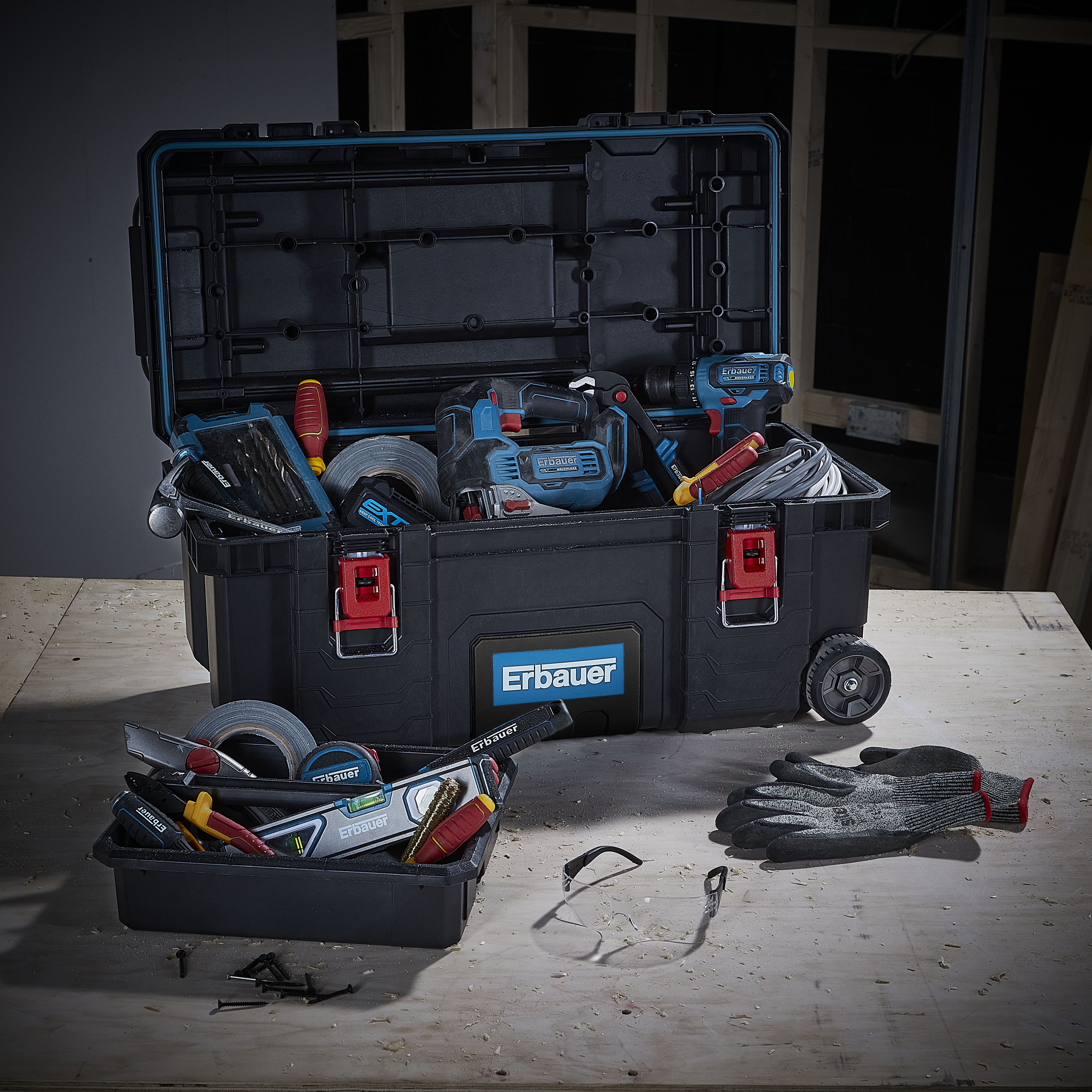 Erbauer Connecx Modular Storage Rolling Trolley & toolbox | Tradepoint