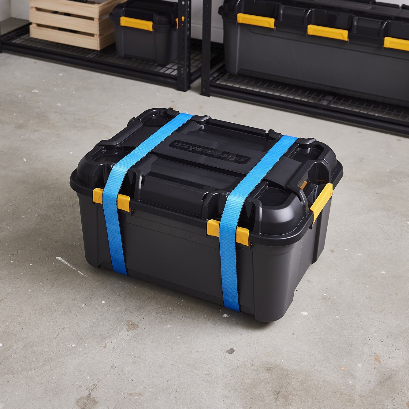 Ezy Storage Bunker tough Black 120L XL Stackable Wheeled Storage box ...