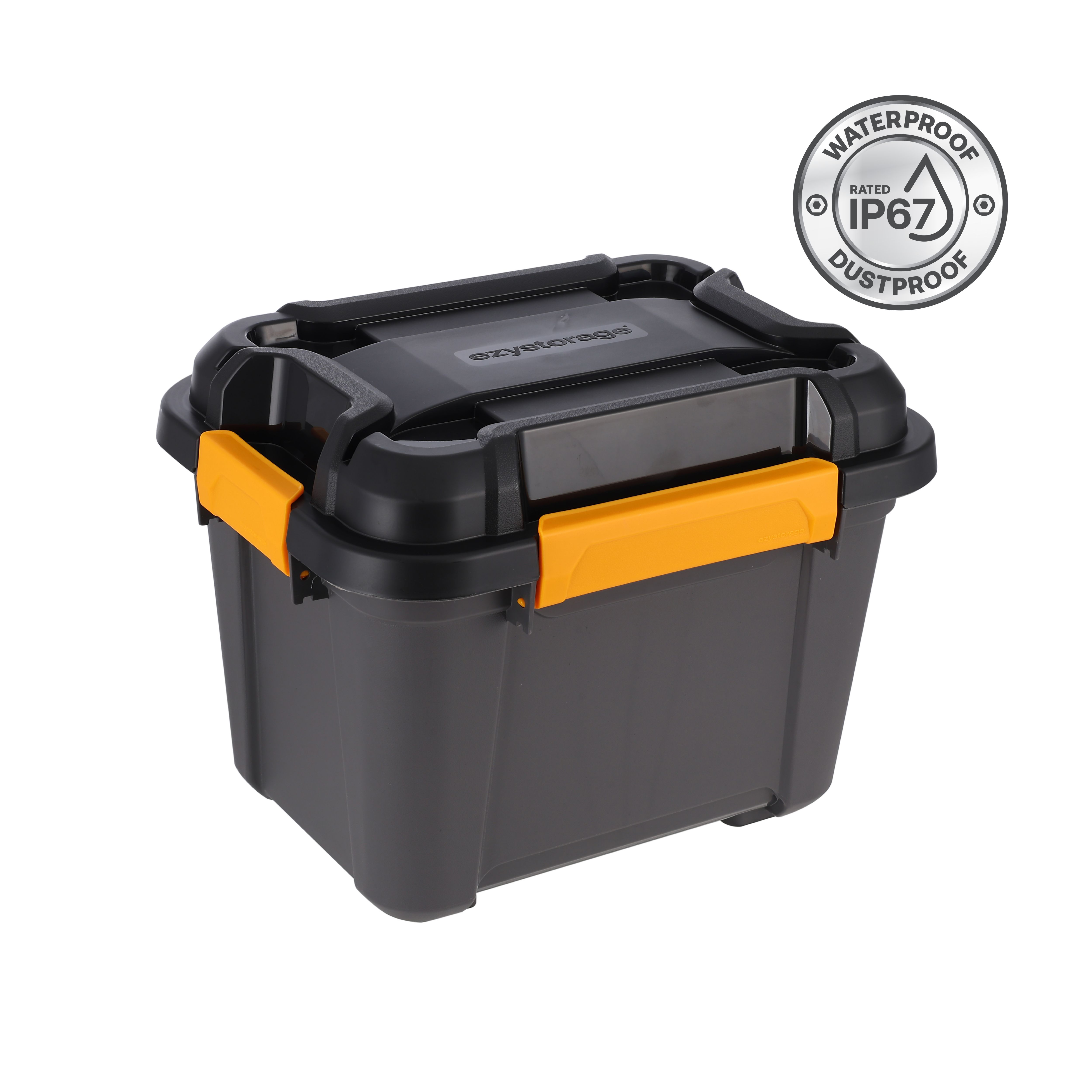 Ezy Storage Bunker tough Black 18L Small Stackable Storage box & Lid ...