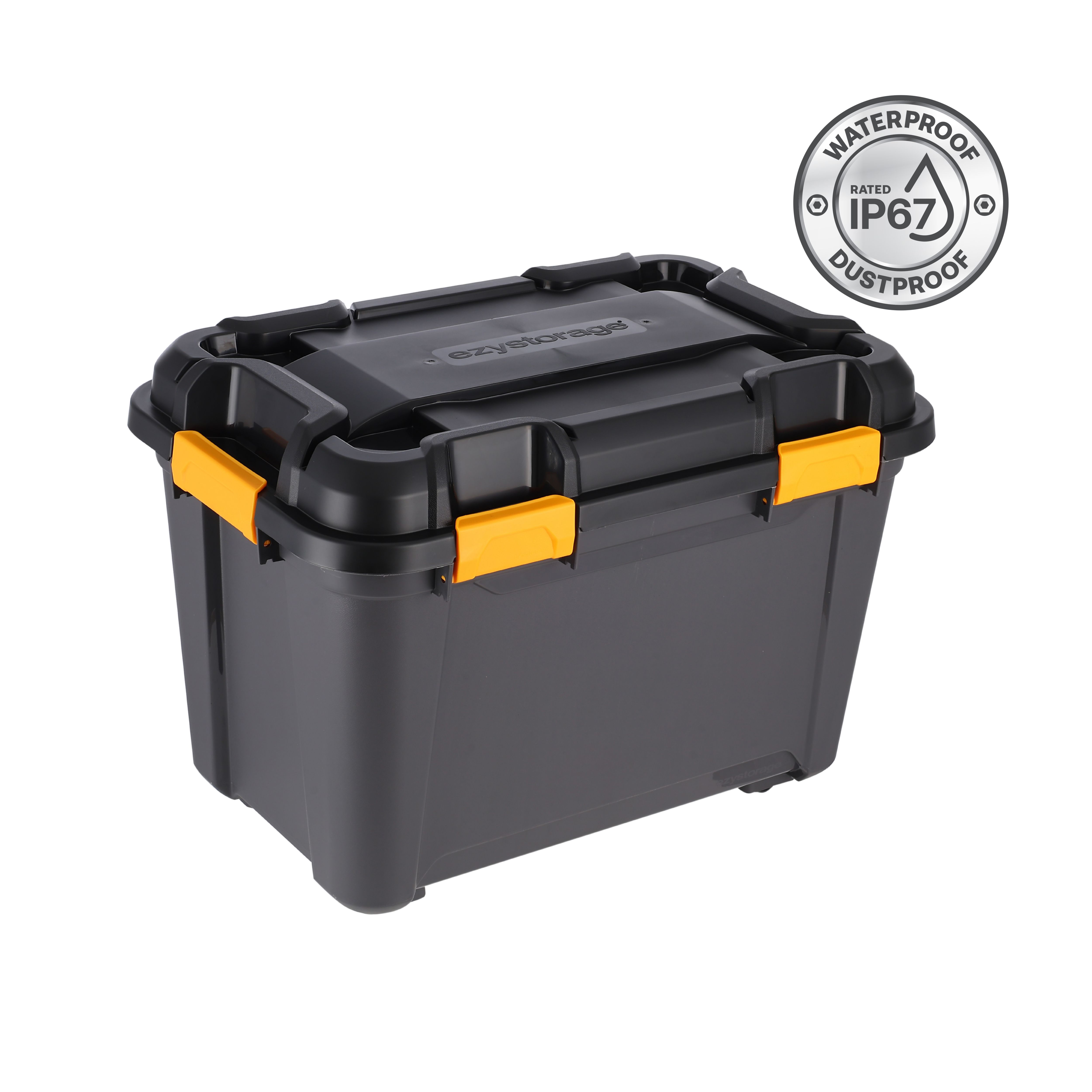 Ezy Storage Bunker tough Black 55L Medium Stackable Wheeled Storage box ...