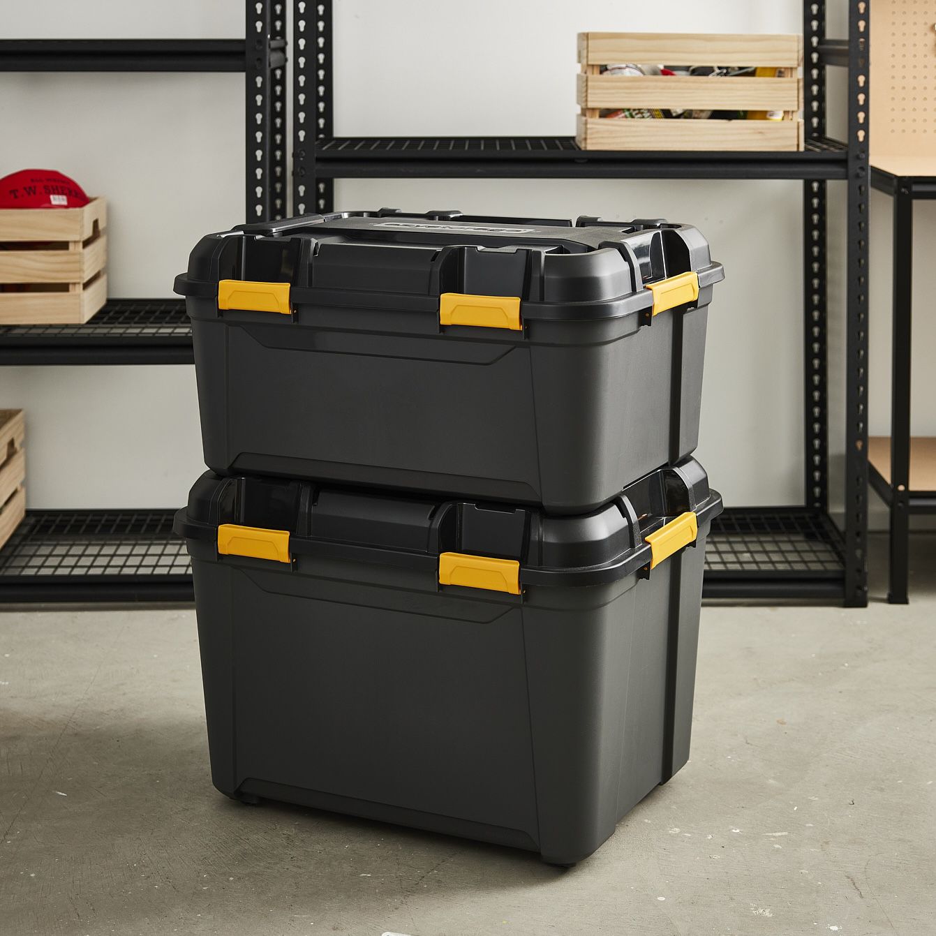 Ezy Storage Bunker tough Heavy duty Black 120L XL Plastic Stackable ...